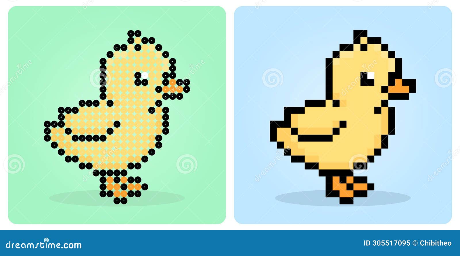 8-bit Pixel The Chicks. Animals Pixel In Vector | CartoonDealer.com ...