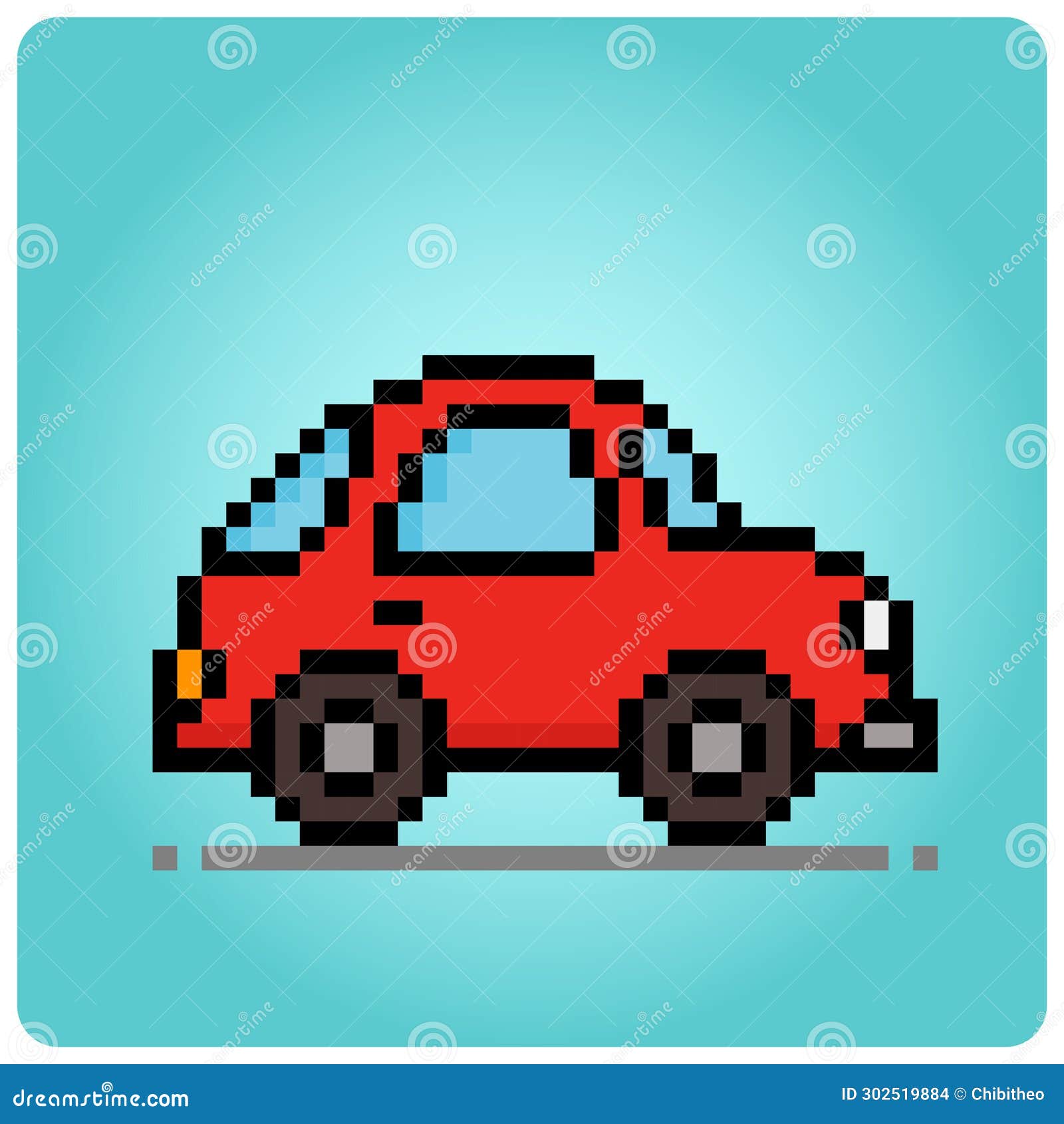 8 Bit Pixel Classic Car. Mini Type Transport Vehicles in Vector ...