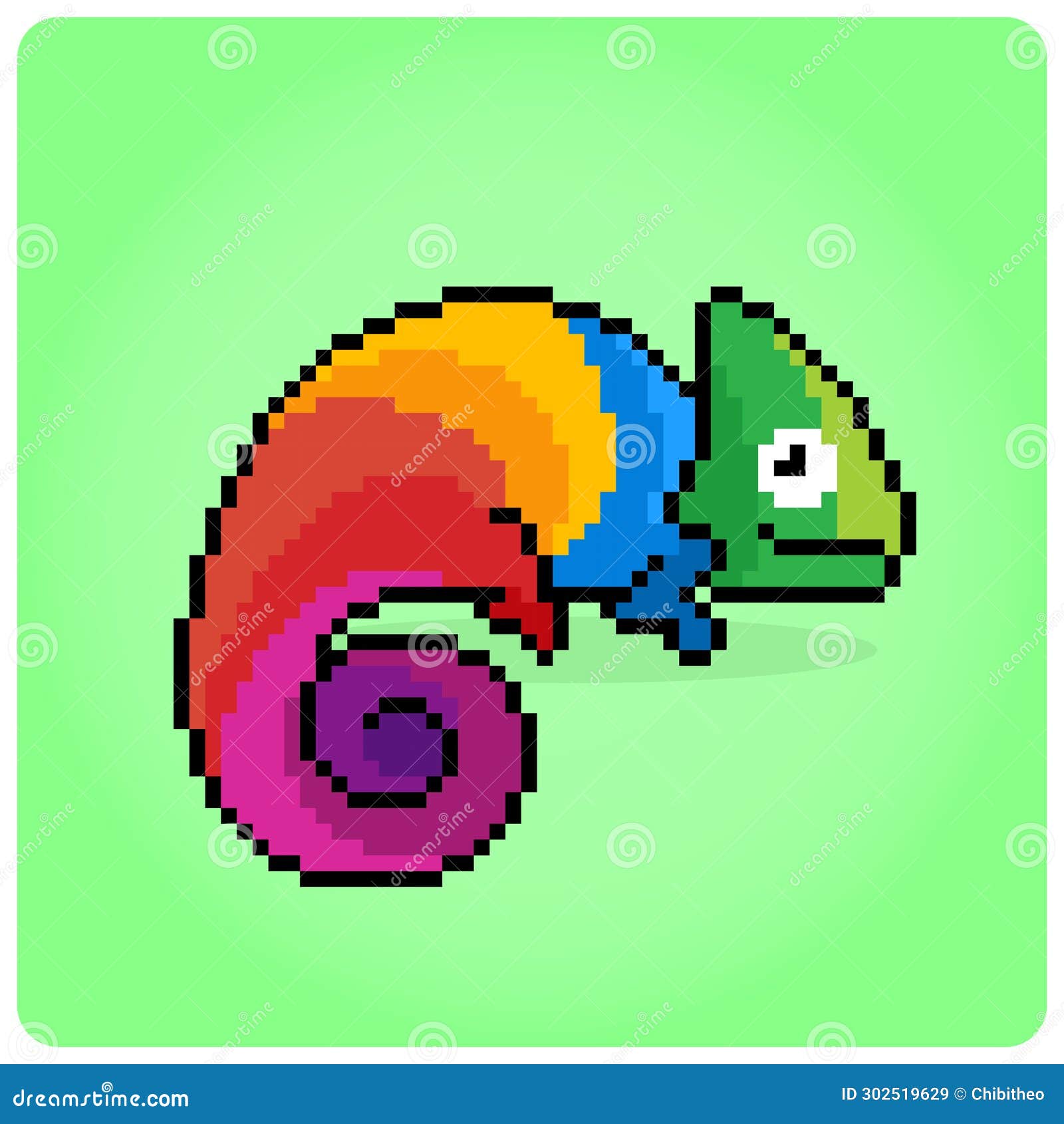 Pixel Art Chameleon Game Asset Design Vector Illustration ...