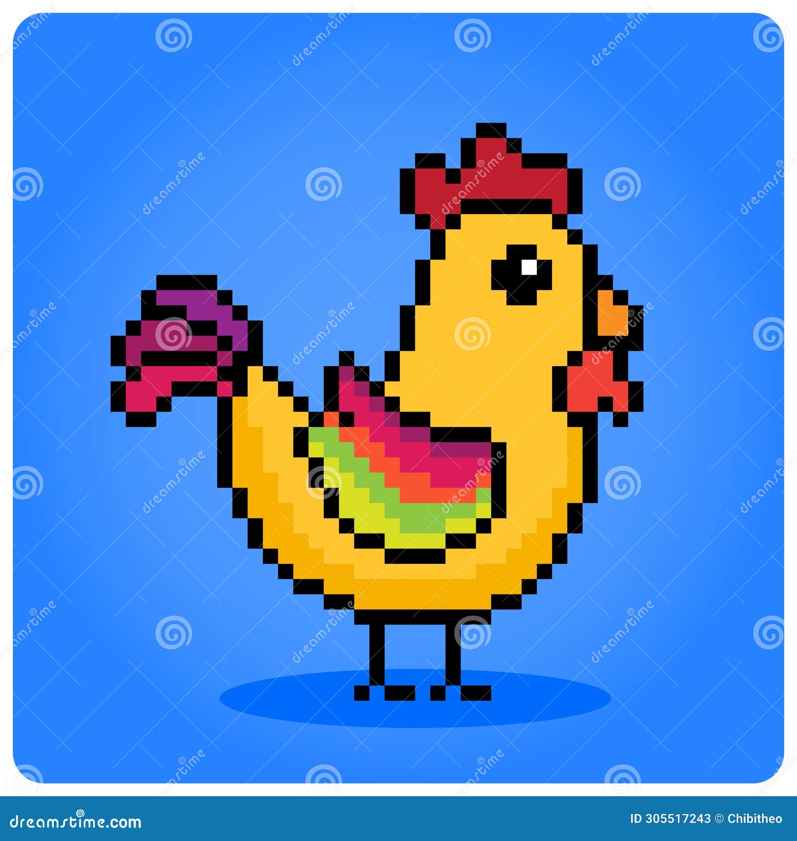 8 -bit Pixel Colorful Chicken. Animals for Cross Stitch in Vector Stock ...