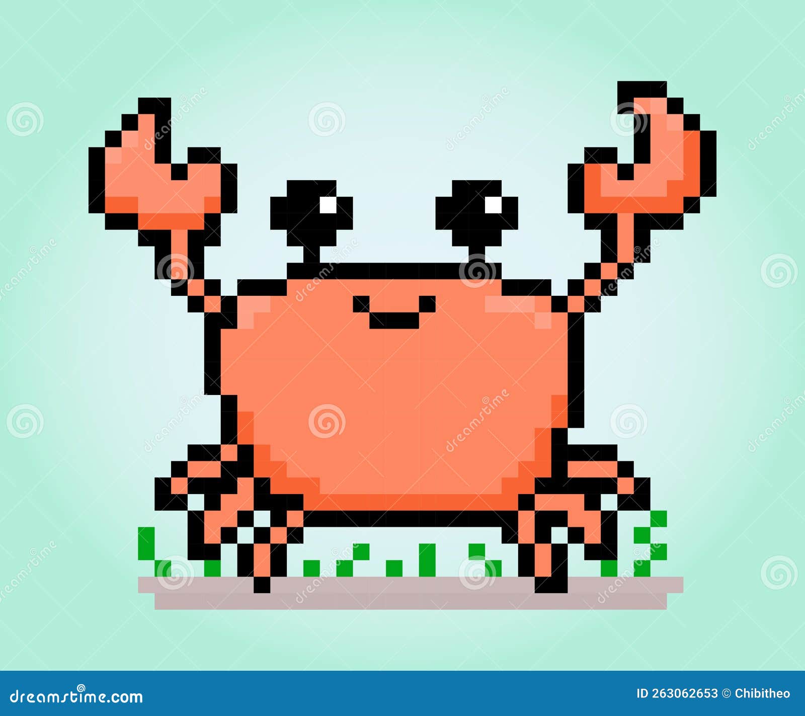 8 Bit Pixel Crab Image. Animals in Vector Stock Vector - Illustration ...