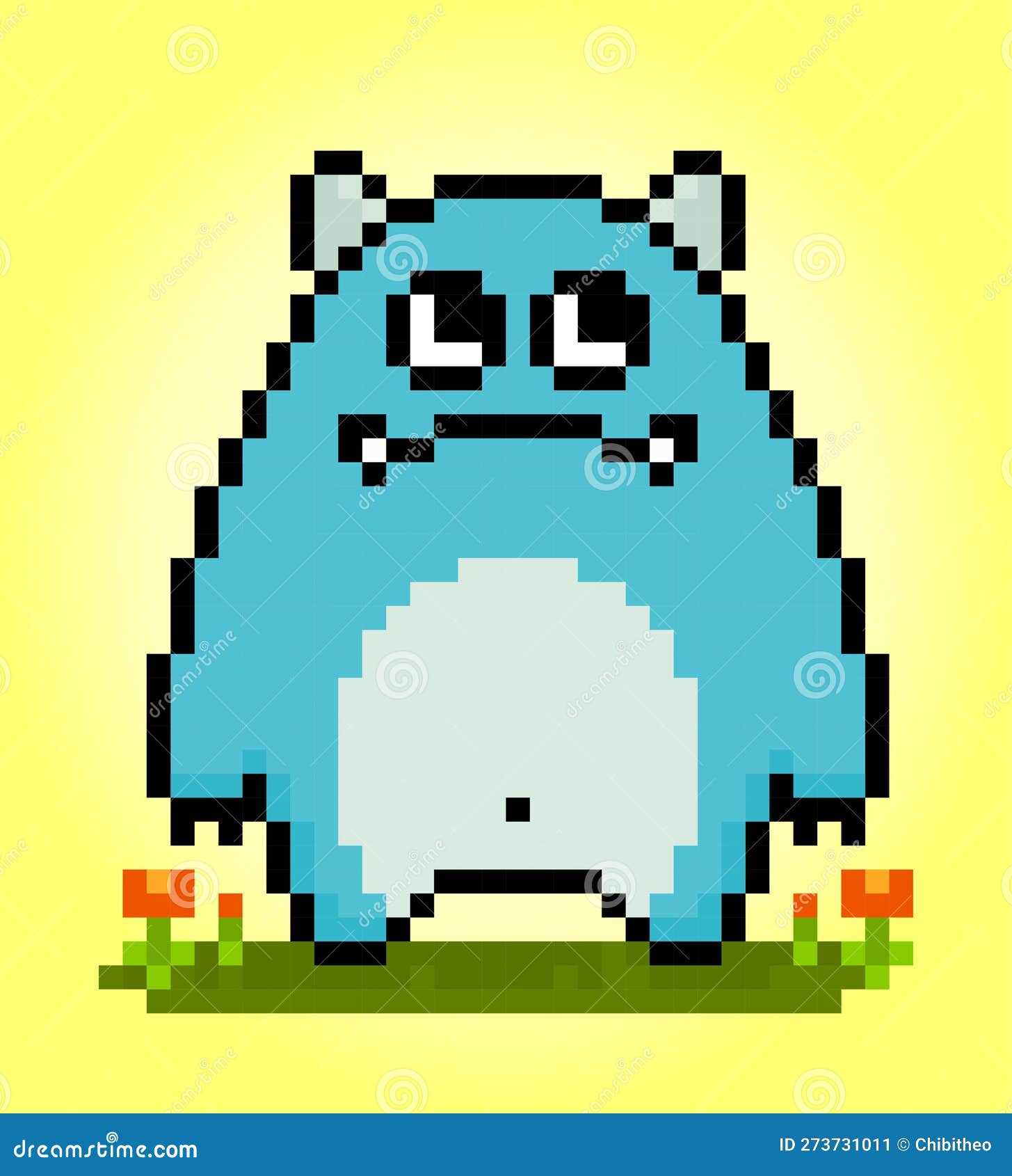 8-bit Pixel a Cute Blue Monster Stock Vector - Illustration of cool ...