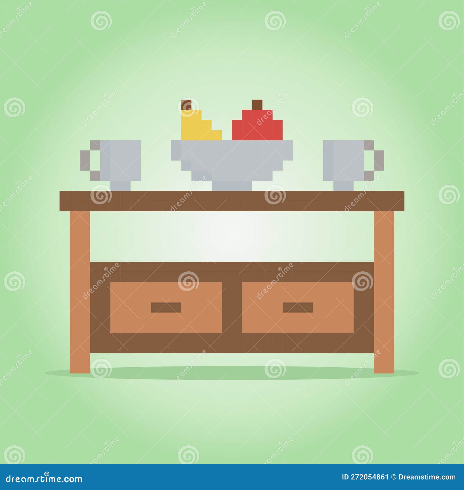 8 Bit Pixel Dining Table. Interior Game Assets in Vector Stock Vector ...