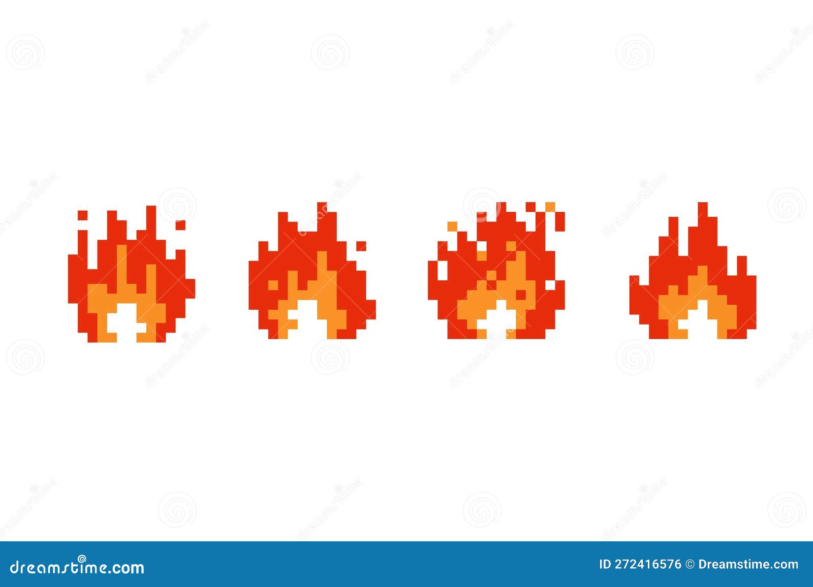 Pixel Fire. Art 8 Bit Fire Objects. Game Icons Set. Comic Boom Flame ...