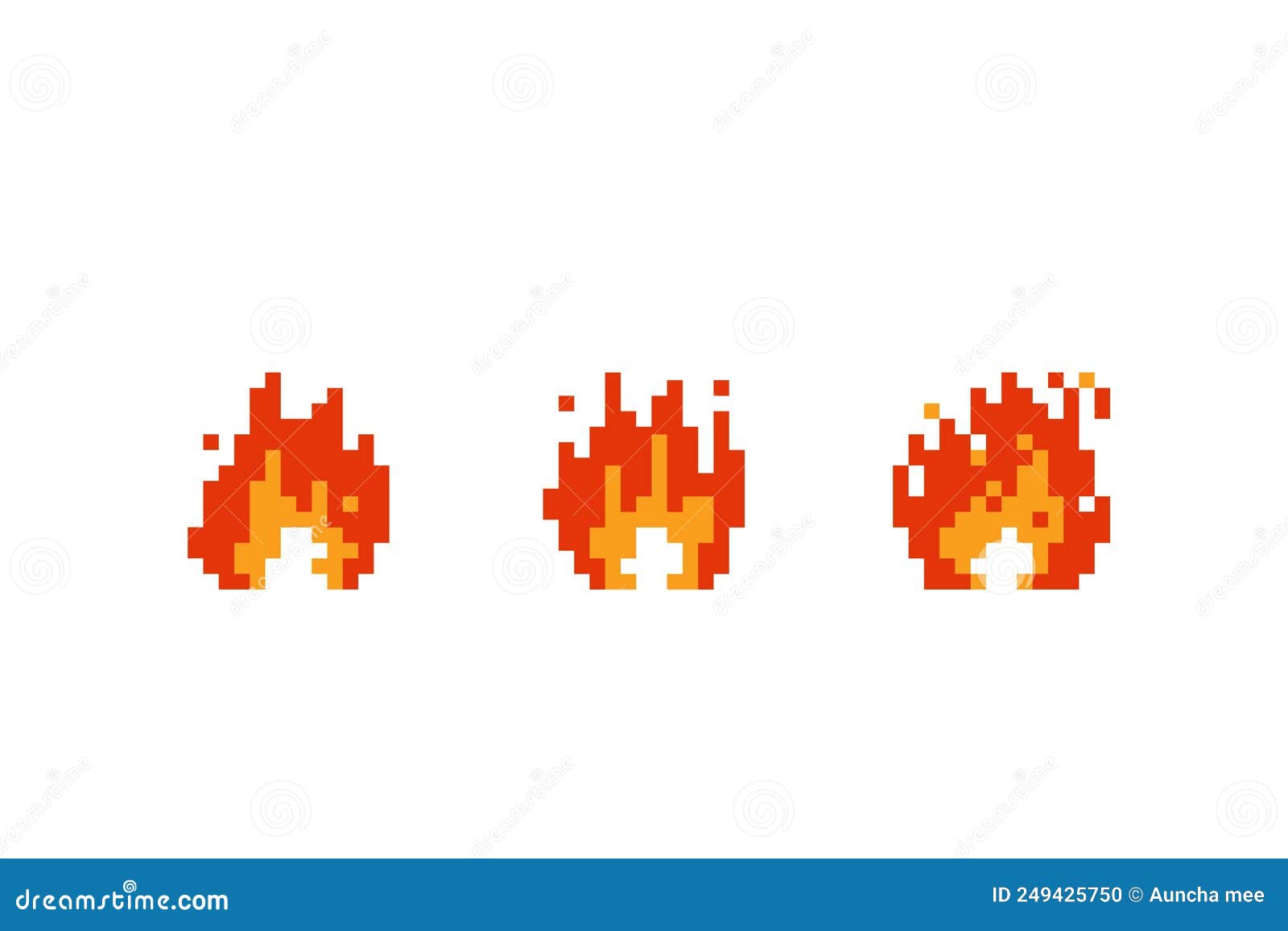 8 Bit Pixel Fire Flame Isolated on a White Background. Stock ...