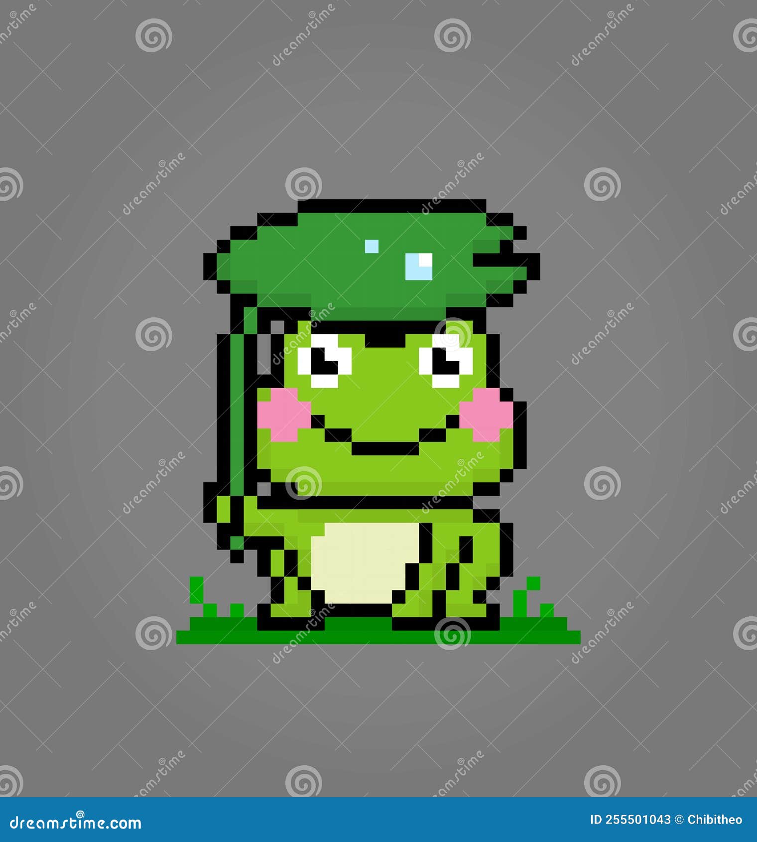 8 Bit Pixel Frog Holding Leaf. Animals in Vector Stock Vector ...