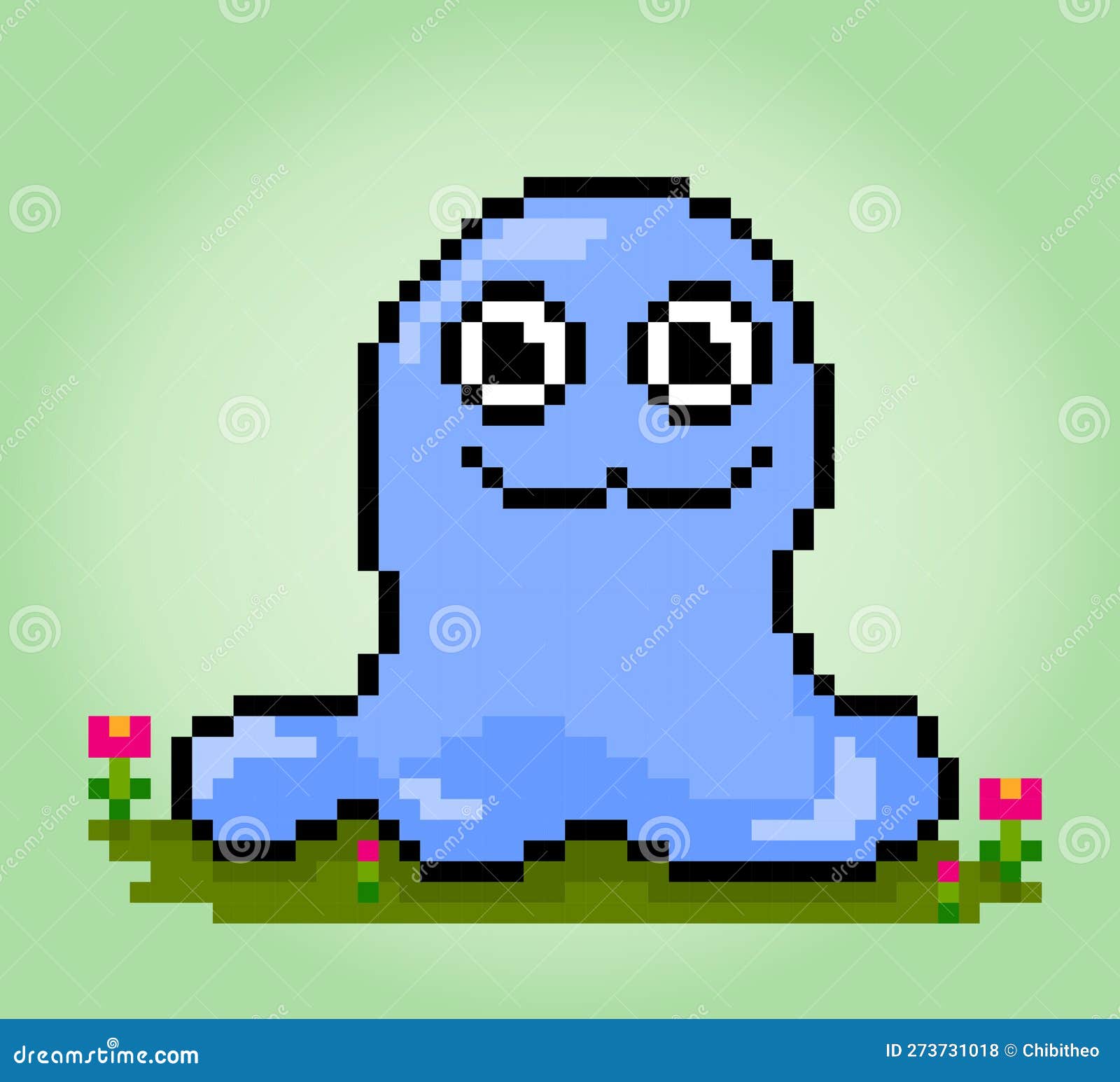 8-bit Pixel Funny Mucus Monster in Vector Stock Vector - Illustration ...
