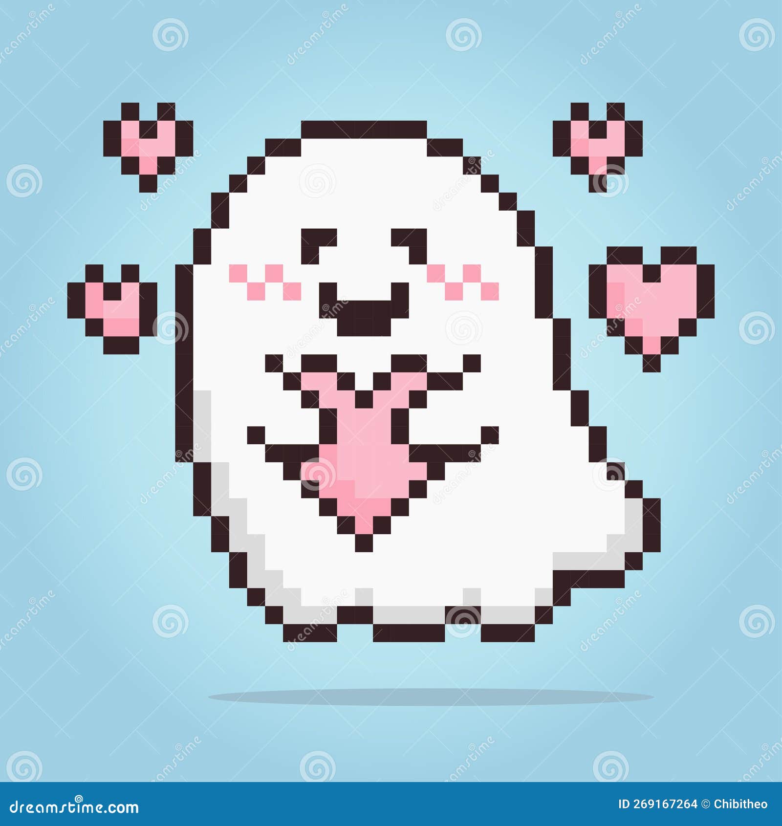 Pixel Art Ghost Hand Open Door Vector Illustration 229753190