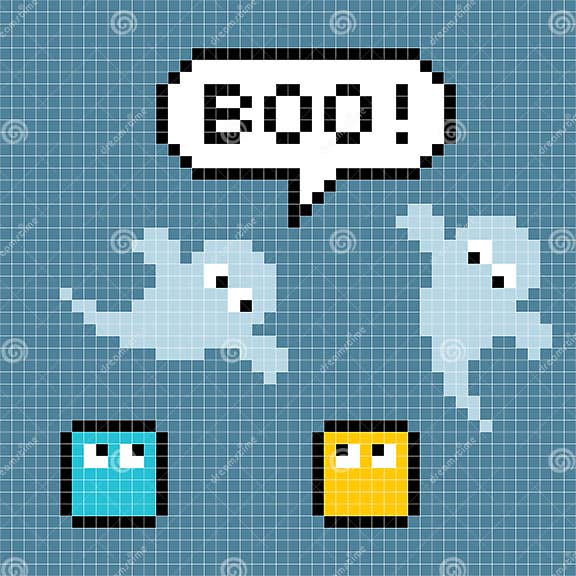 8-bit pixel ghosts say boo stock vector. Illustration of 8bit - 32348844
