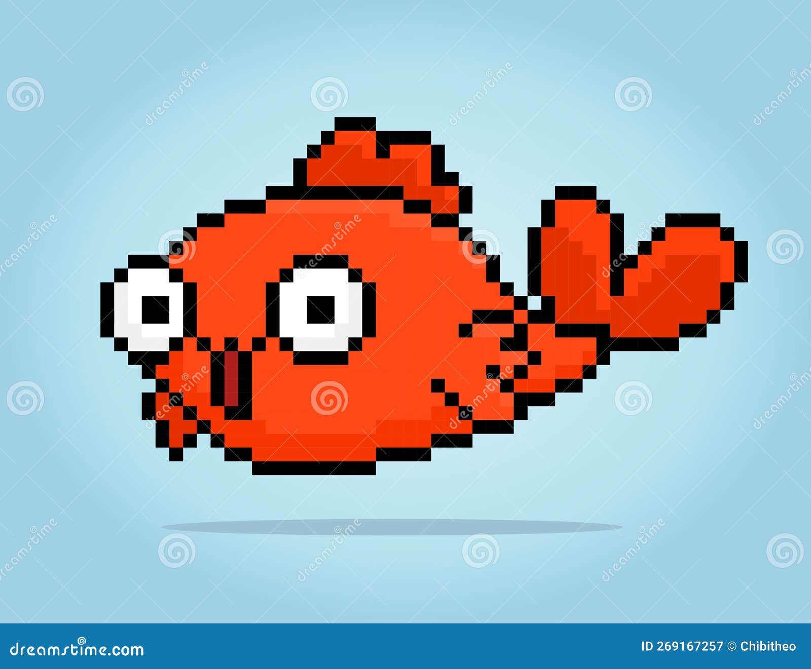 8 Bit Pixel Golden Fish. Animal for Game Assets in Vector Stock Vector ...
