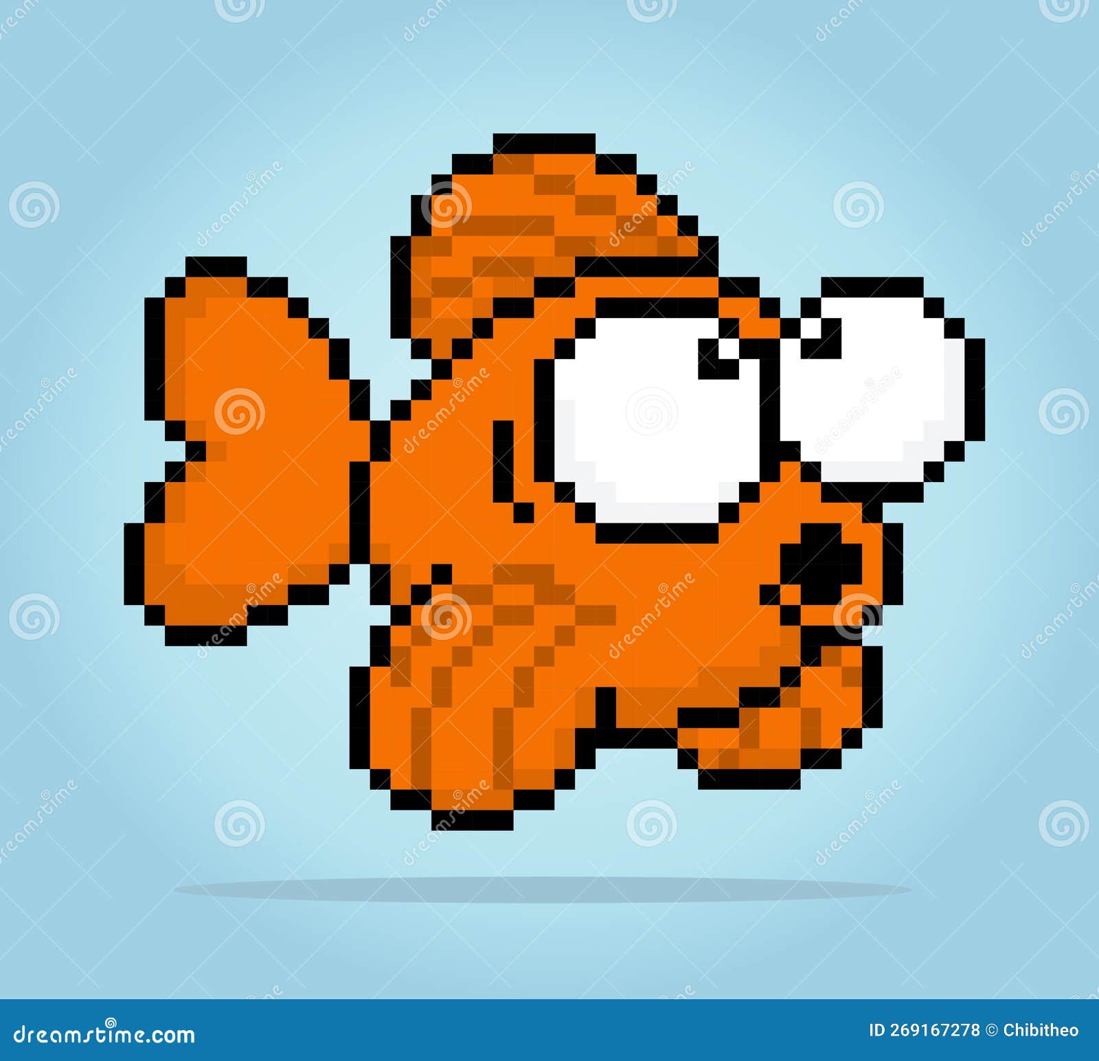 8 Bit Pixel Golden Fish. Animal in Vector Stock Illustration ...