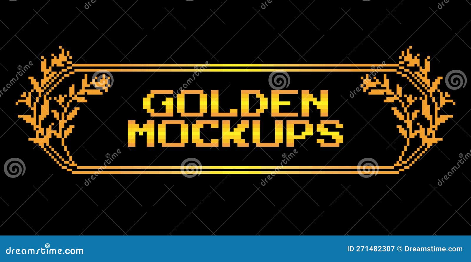 8 Bit Pixel Golden Frame. Border Text Gold in Vector Stock Vector ...