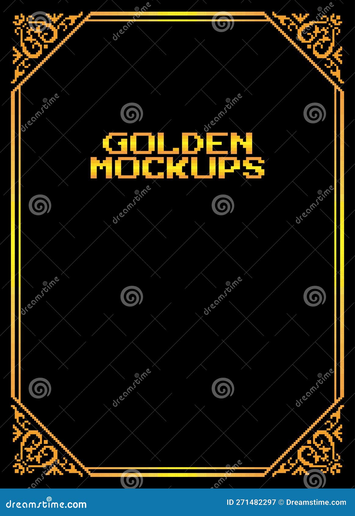 8 Bit Pixel Golden Frame. Border Text Gold in Vector Stock Illustration ...