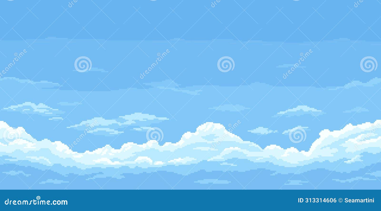 8Bit Pixel Graphic Blue Sky Background with Clouds Stock Vector ...