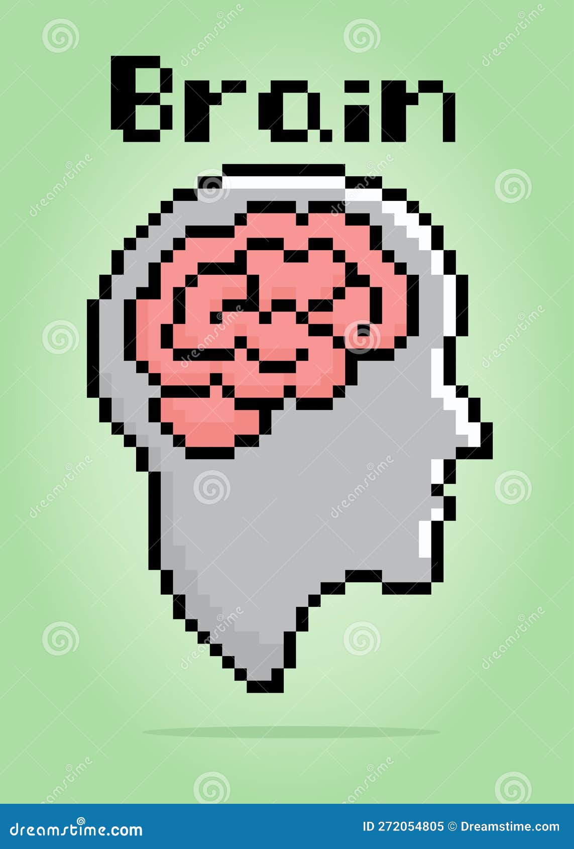 8-bit Pixel of Human Brain. Anatomy in Vector Stock Vector ...