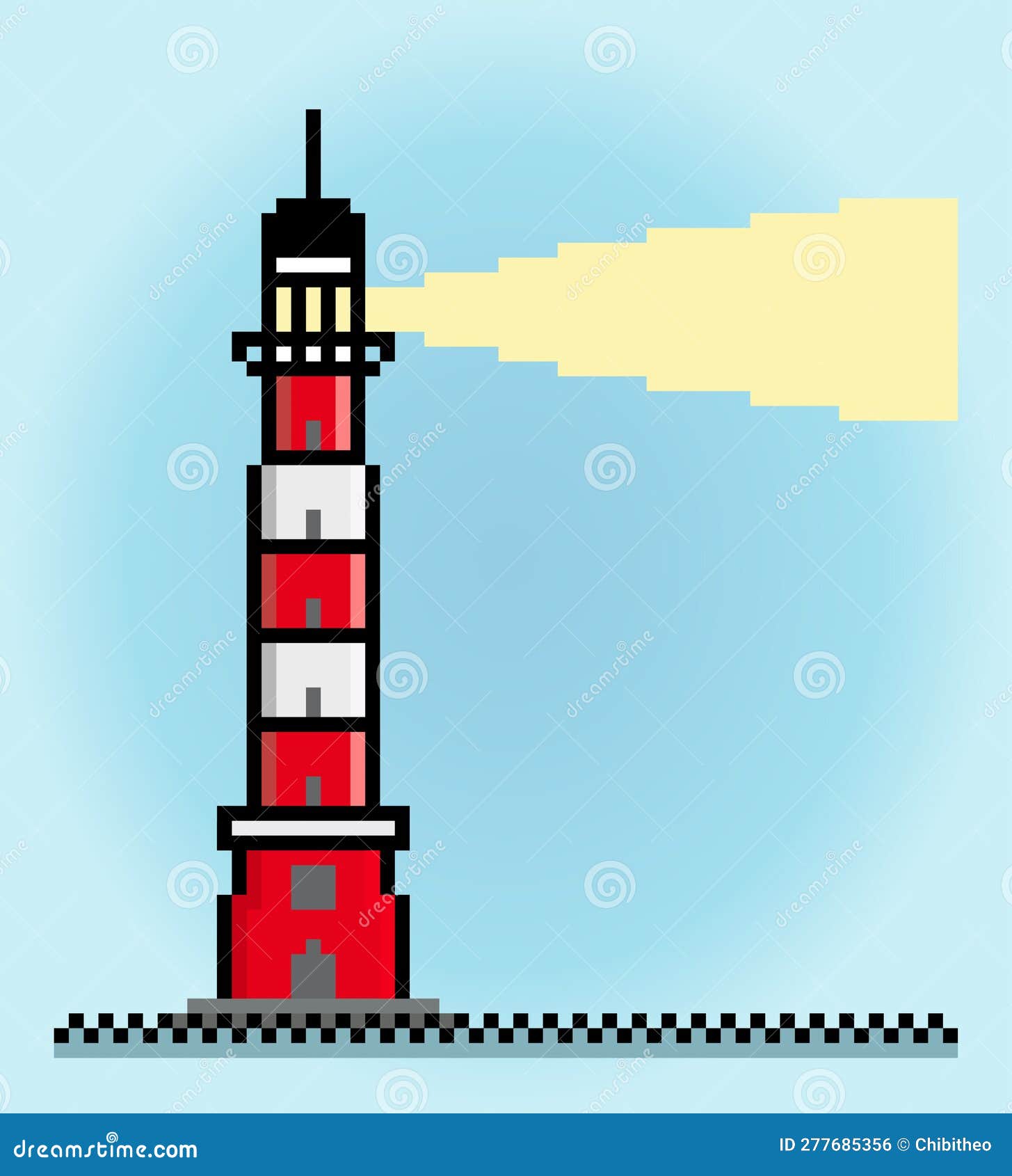 Pixel Art Lighthouse Set With Cliffs Seagulls And Waves. Stock ...