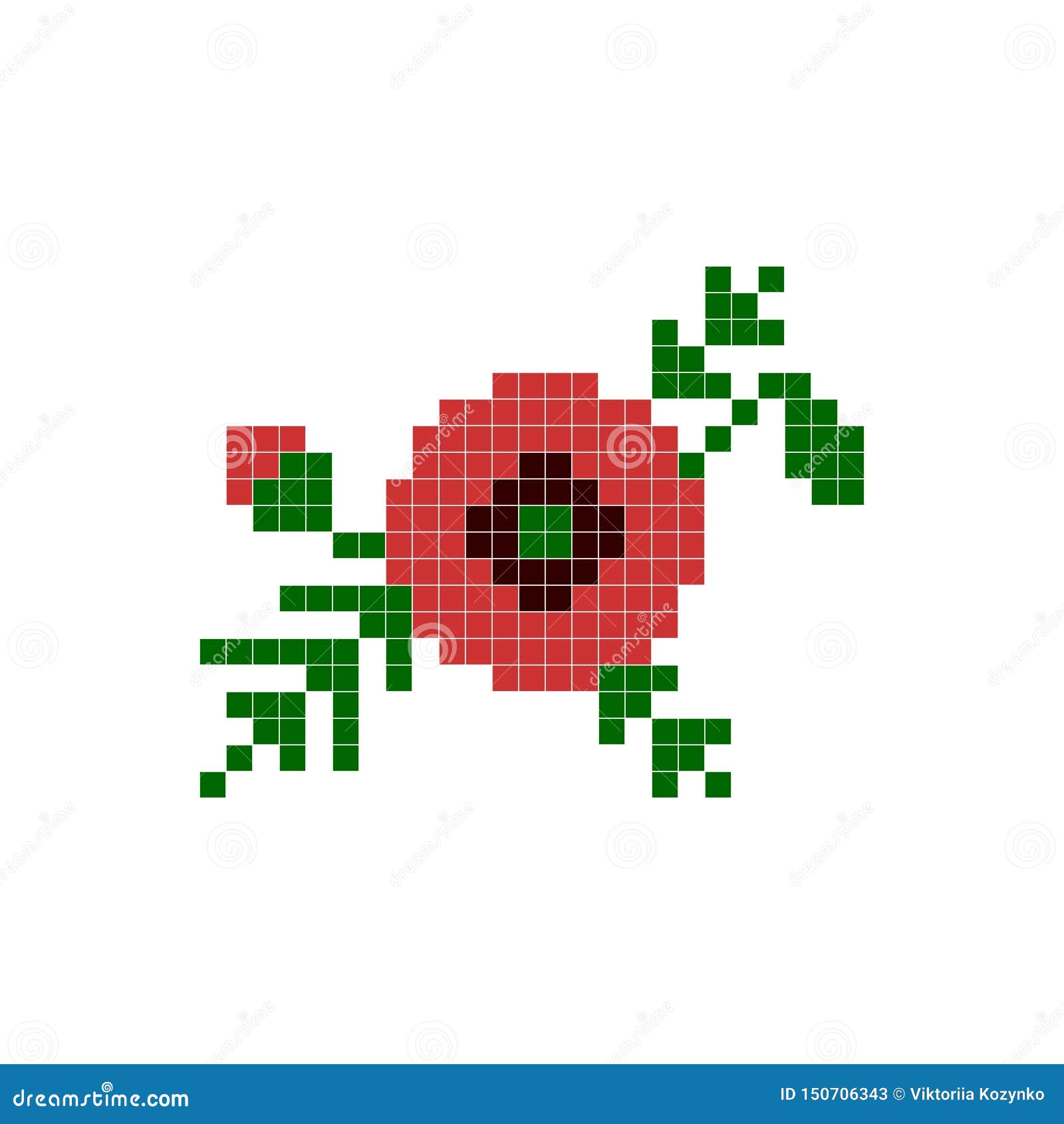 8 Bit Pixel Mosaic Floral Poppy. Vector Flowers. Stock Vector ...