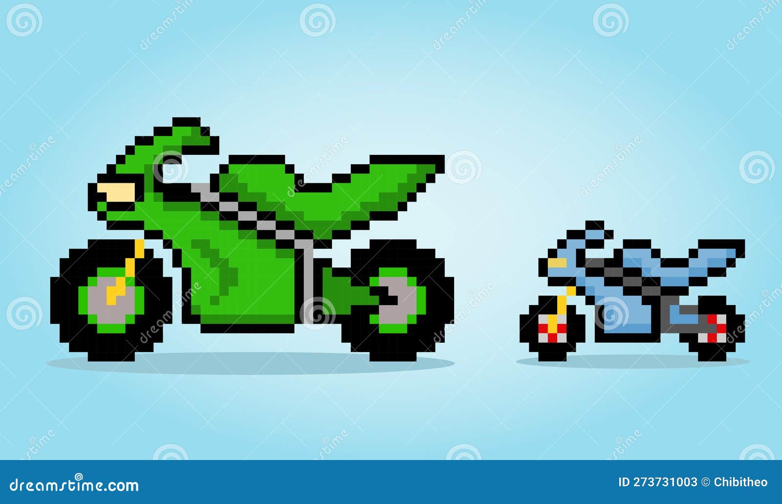 Pixel Art Motorcycle Rider In Mountain Landscape Royalty-Free Stock ...