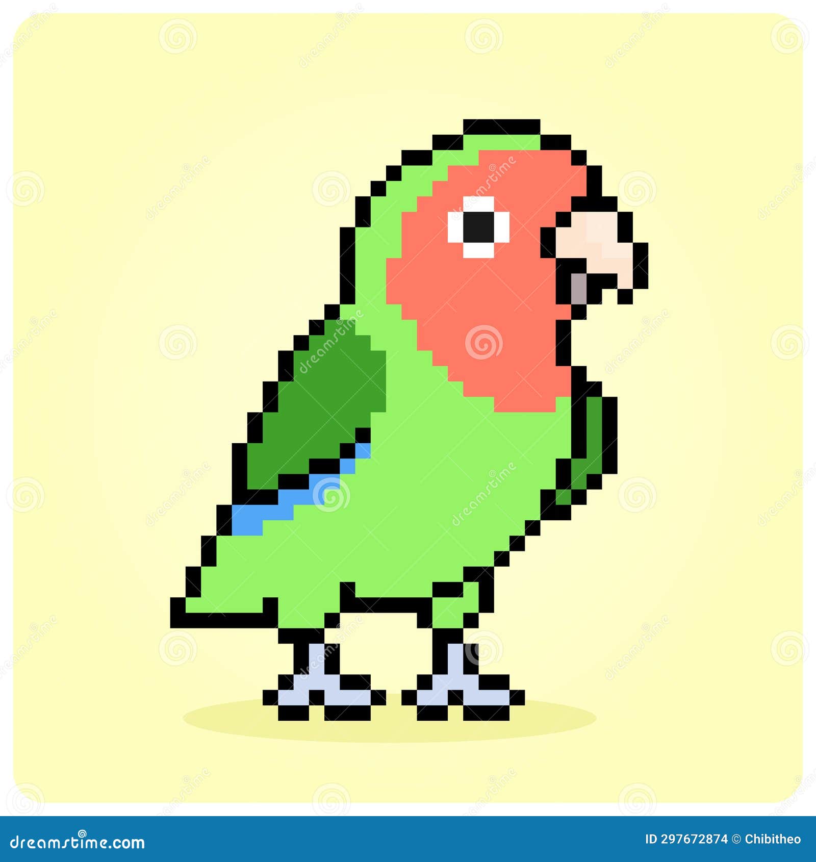 Parrots in 8 Bit Pixel Art for Beads and Games Stock Vector ...