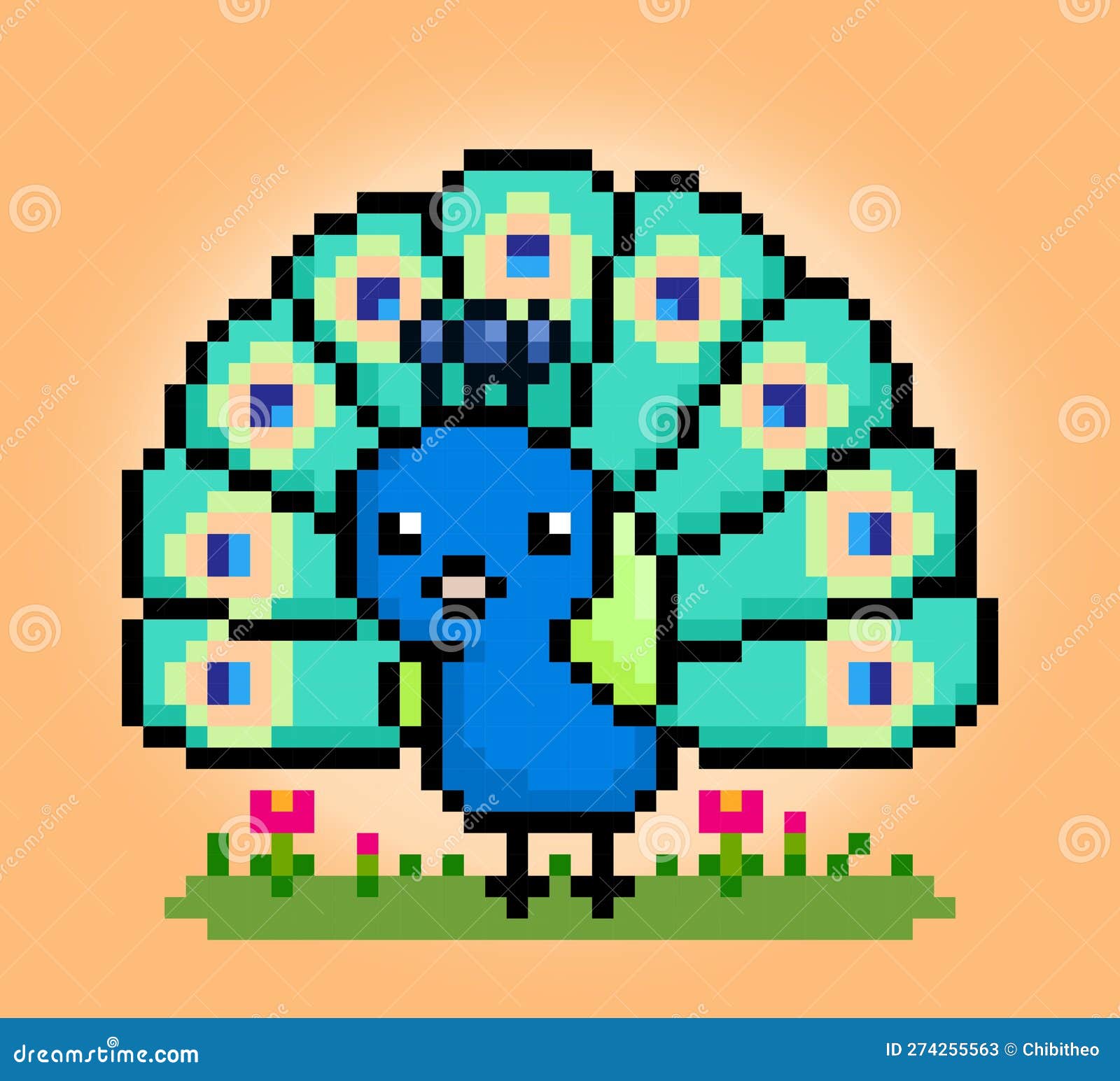 8 Bit Pixel Peacock Bird in Vector Stock Vector - Illustration of fauna ...