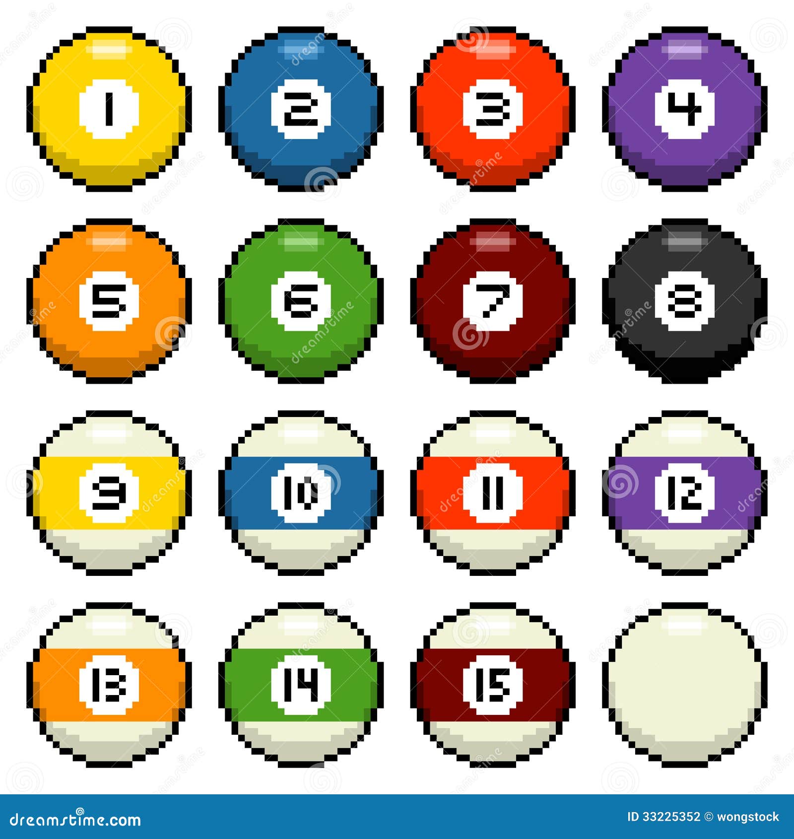 8-bit Pixel Pool Balls Vector Illustration | CartoonDealer.com #33225352