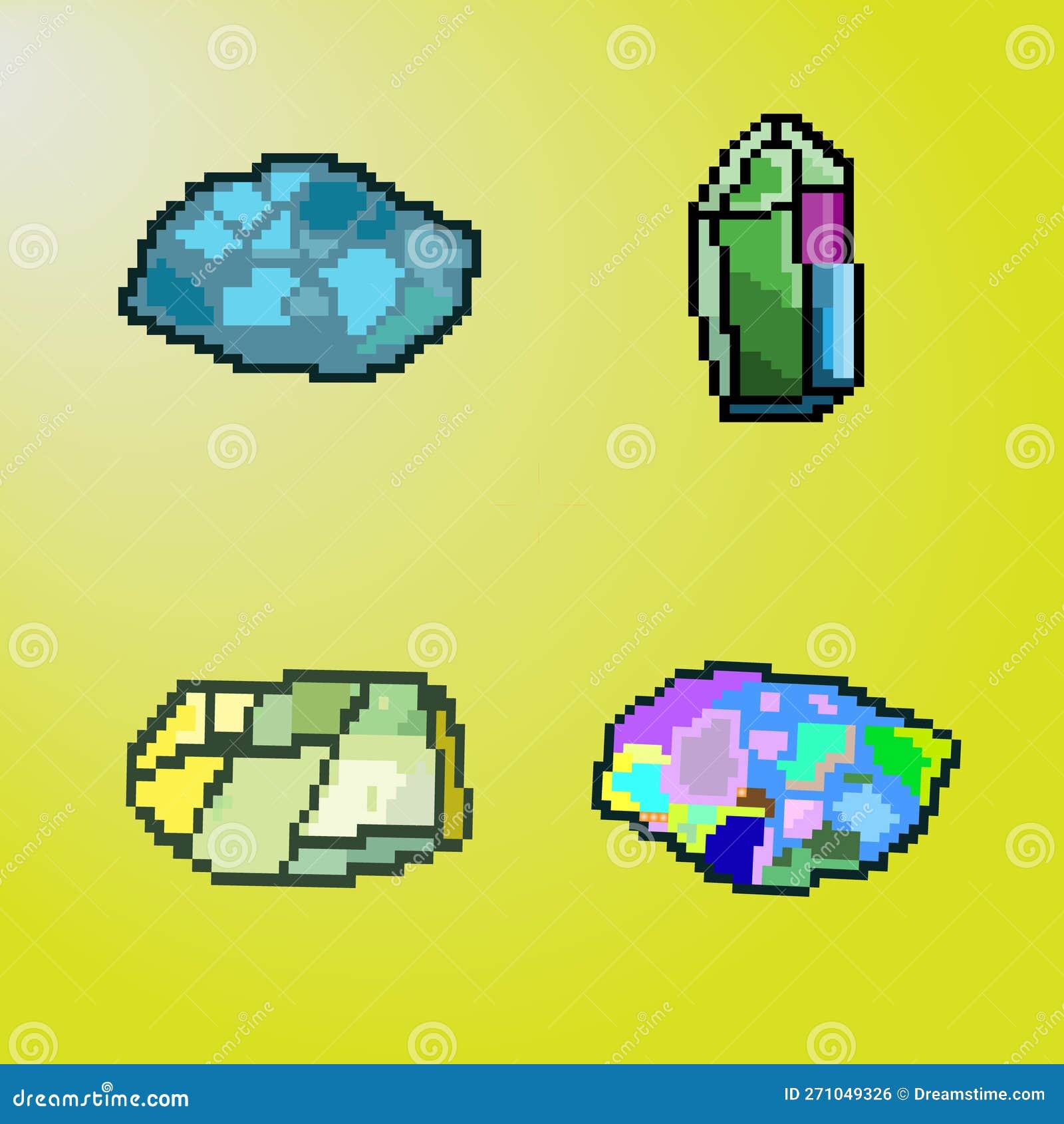 8 Bit Pixel Ruby Gemstones and Pixel Diamonds for Game Assets Stock ...