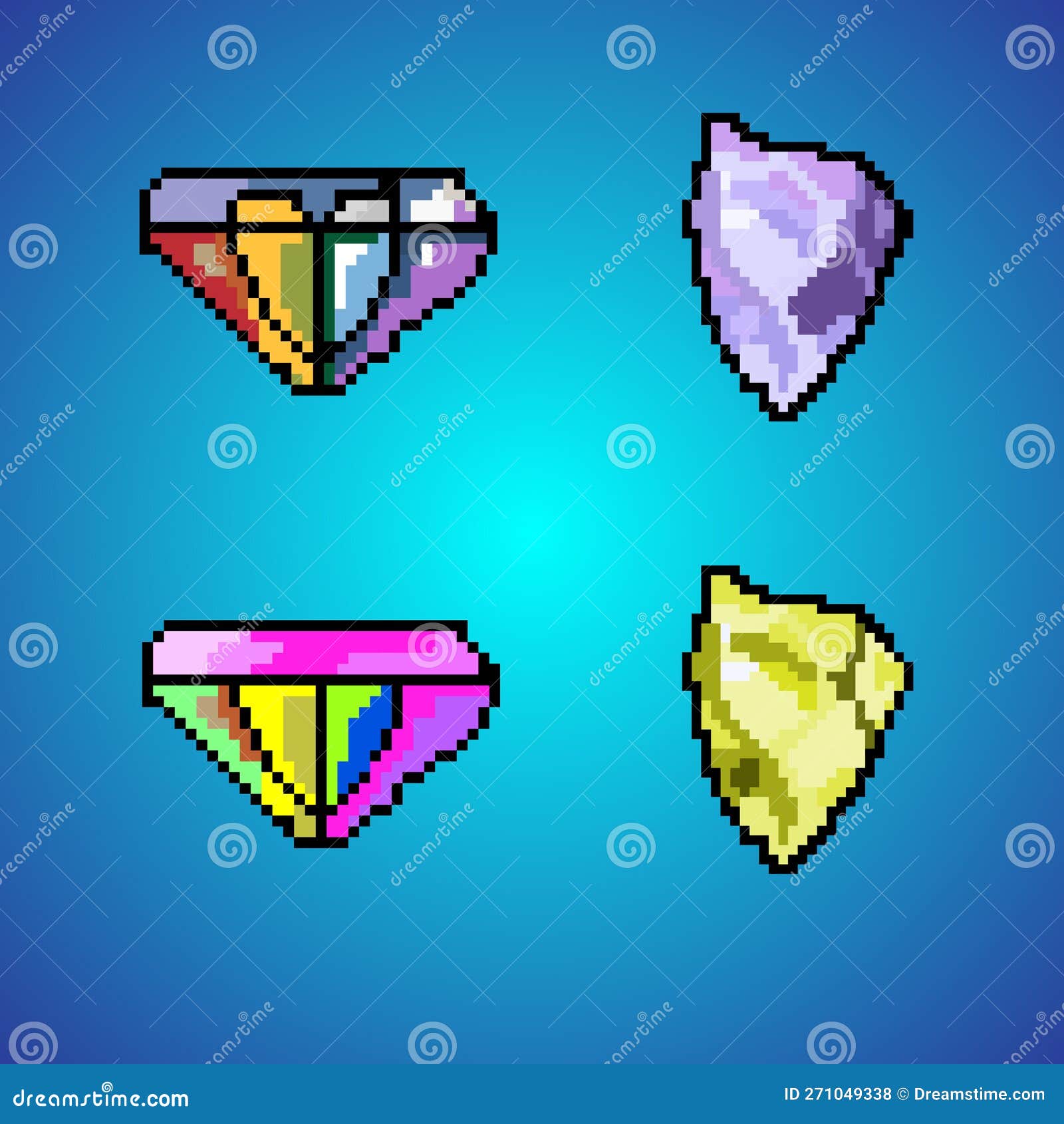 8 Bit Pixel Ruby Gemstones And Pixel Diamonds For Game Assets Vector ...
