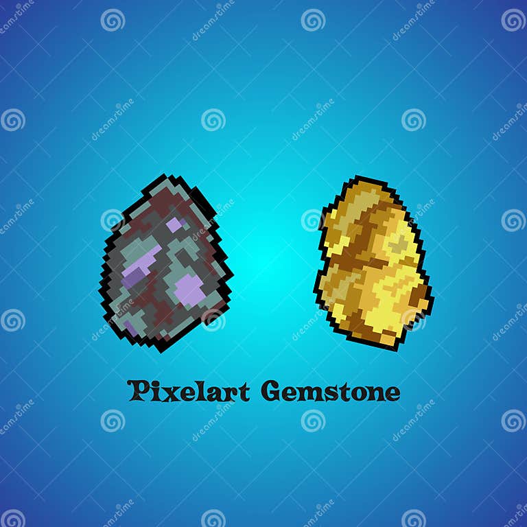 8 Bit Pixel Ruby Gemstones and Pixel Diamonds for Game Assets Stock ...