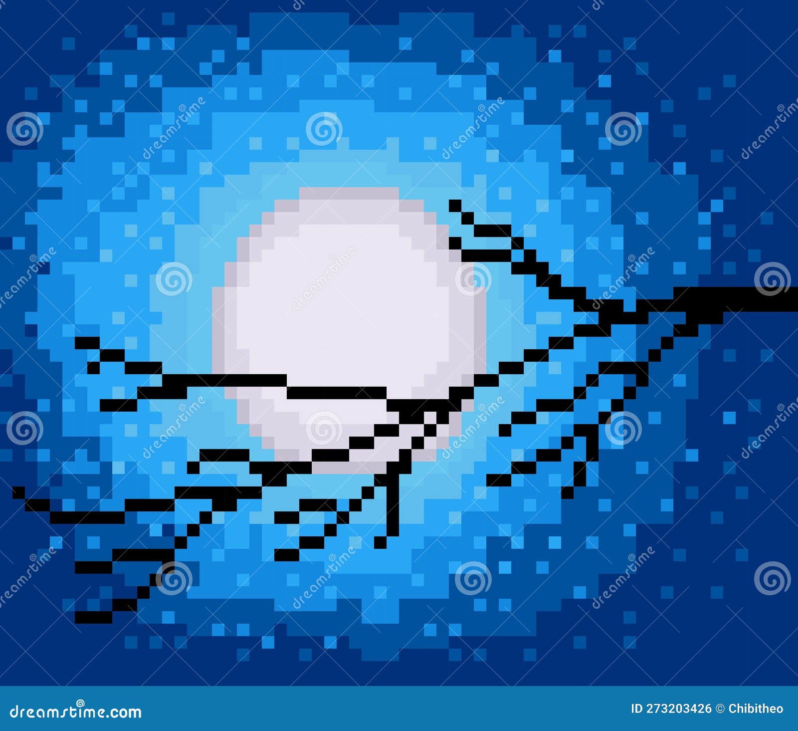 8 Bit Pixel Scenery. Moon at Night in Pixel Art Stock Vector ...