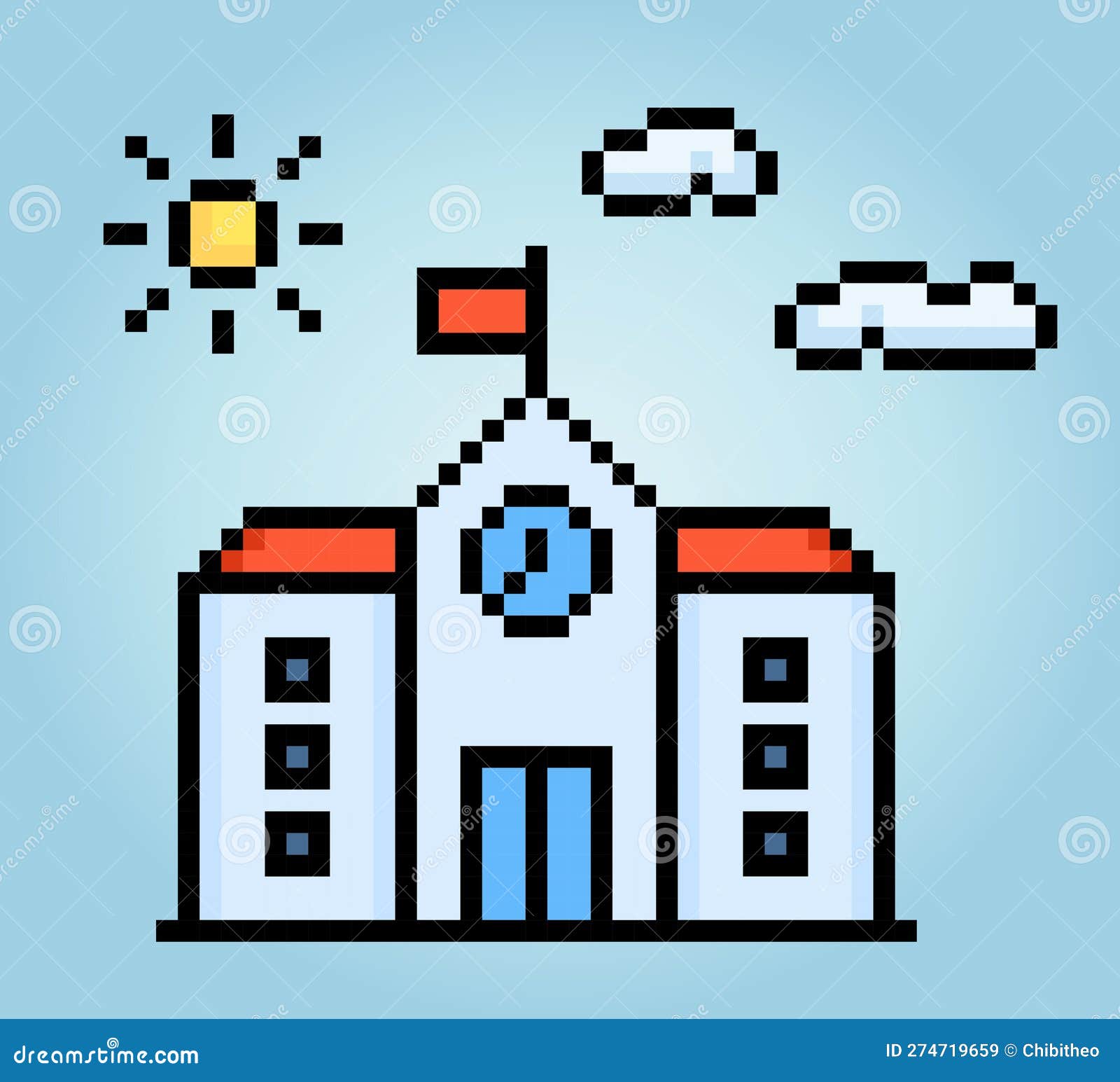 8 Bit Pixel of School Building Icon in Vector Stock Vector ...