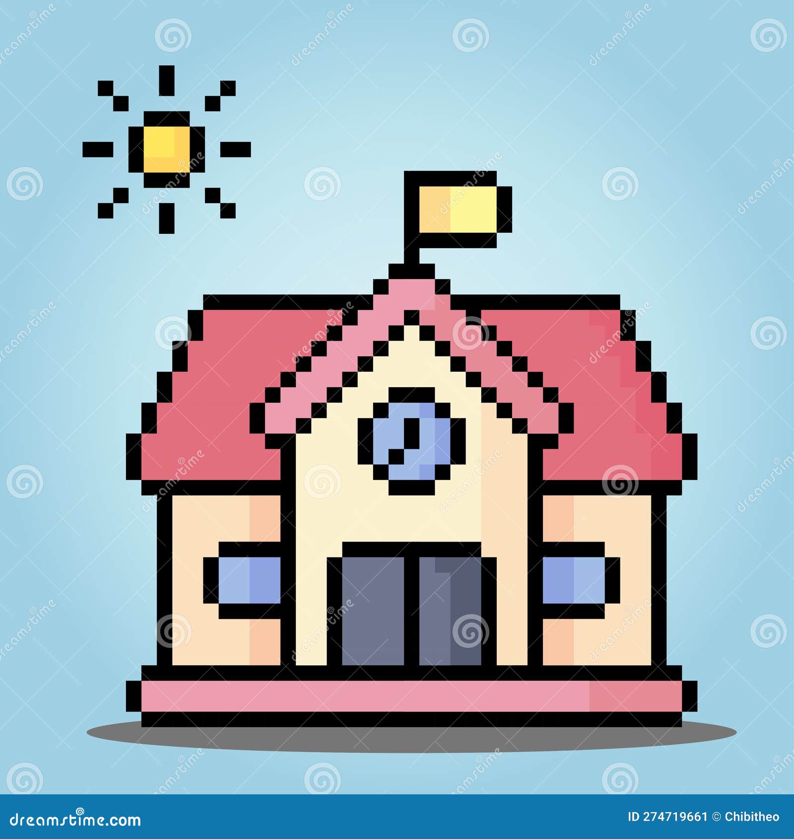 8 Bit Pixel of School Building Icon in Vector Stock Vector ...