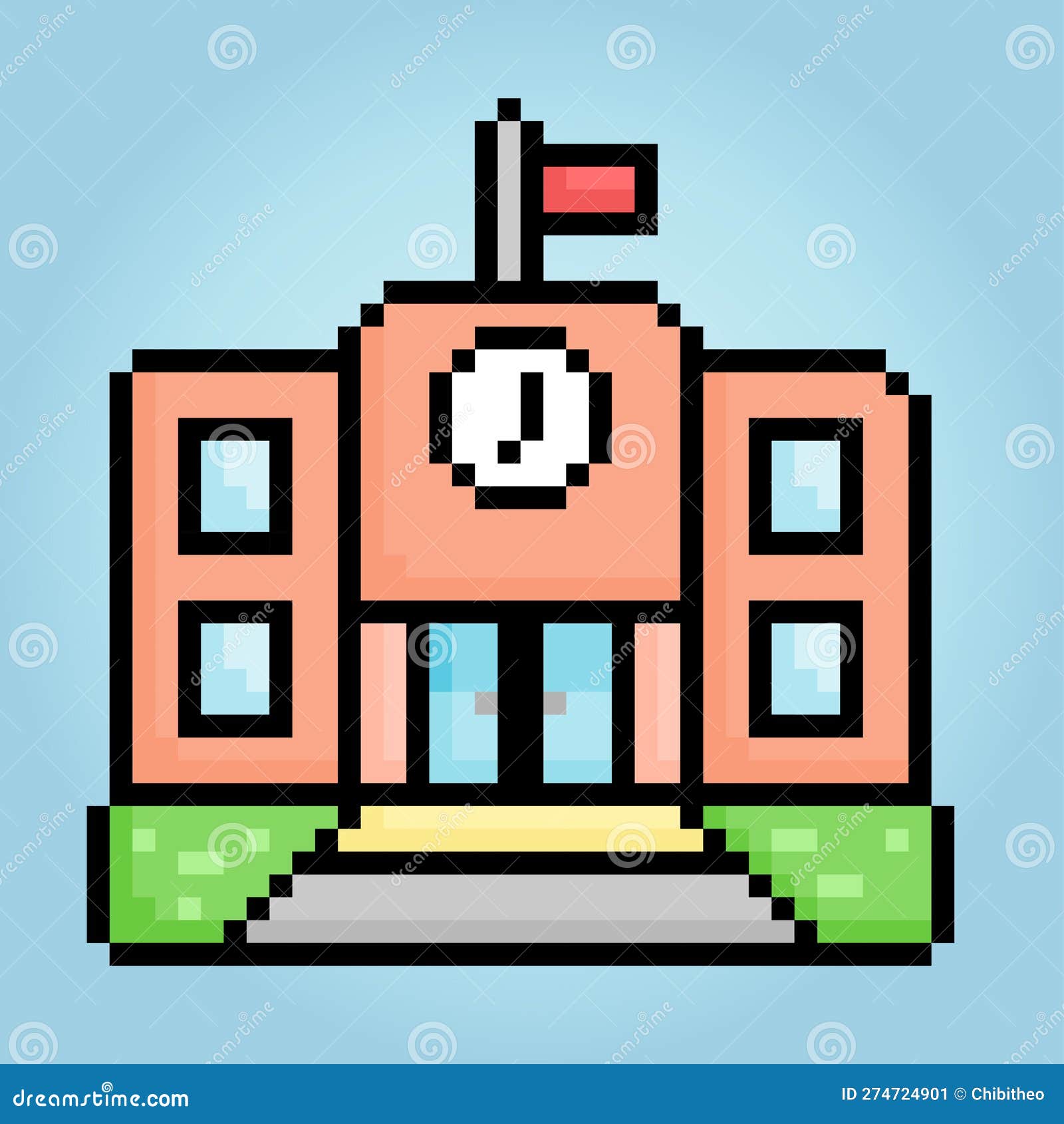 8 Bit Pixel of School Building Icon in Vector Stock Vector ...