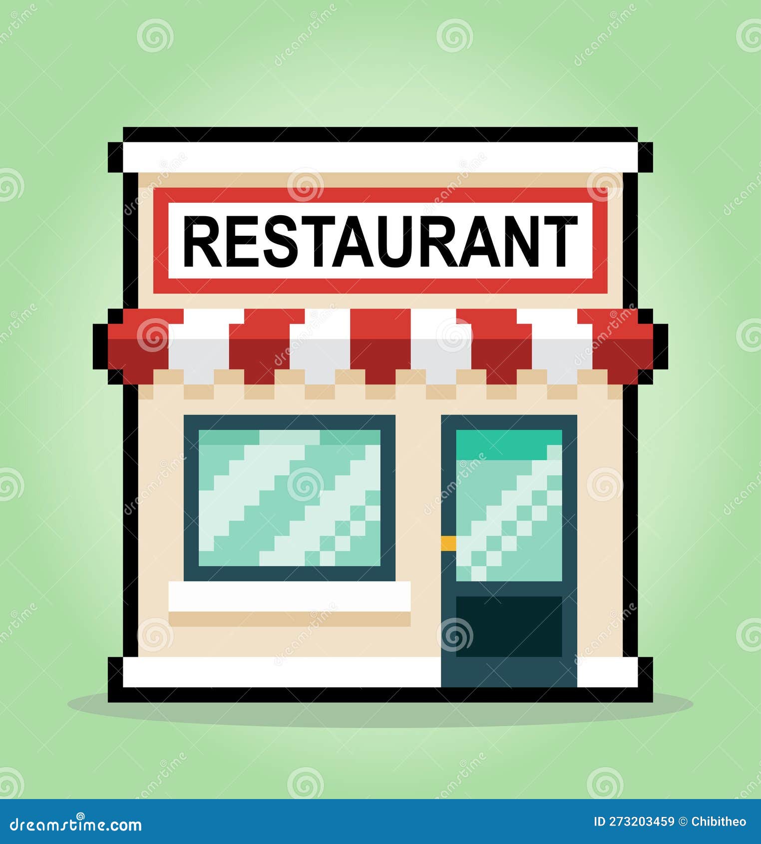 8 Bit Pixel Shop, Restaurant in Vector Illustrations Stock Vector ...