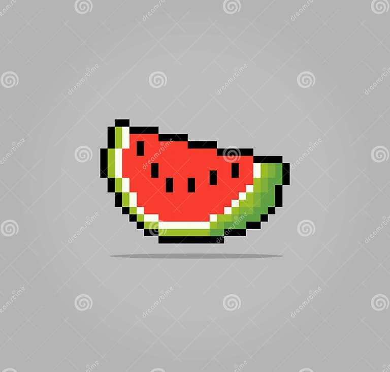 8 Bit Pixel of Slice Watermelon. Fruit Pixels in Vector Stock Vector ...