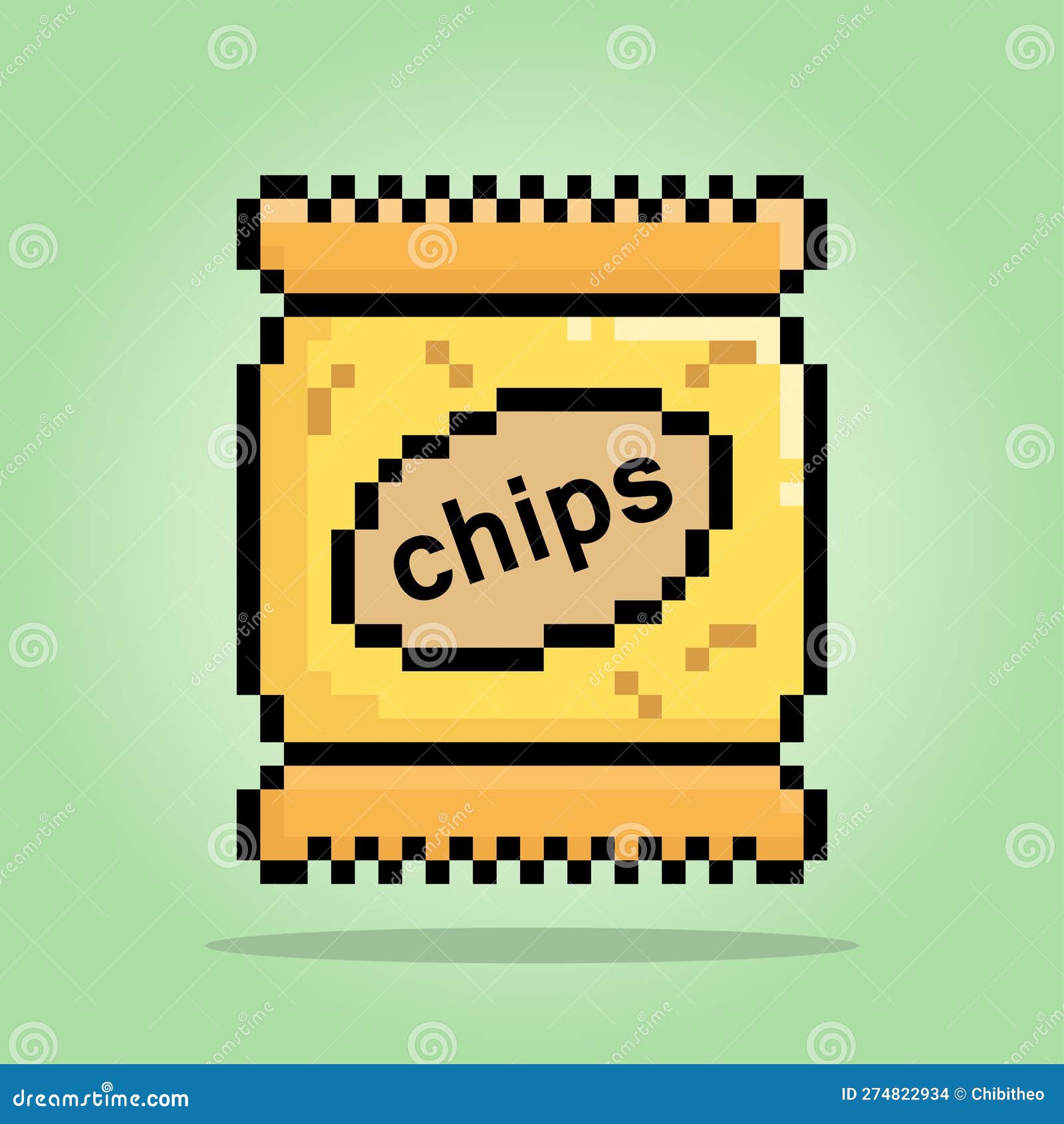8 -bit Pixel Snacks. Packaging Foods, Chips Potato in Vector Stock ...