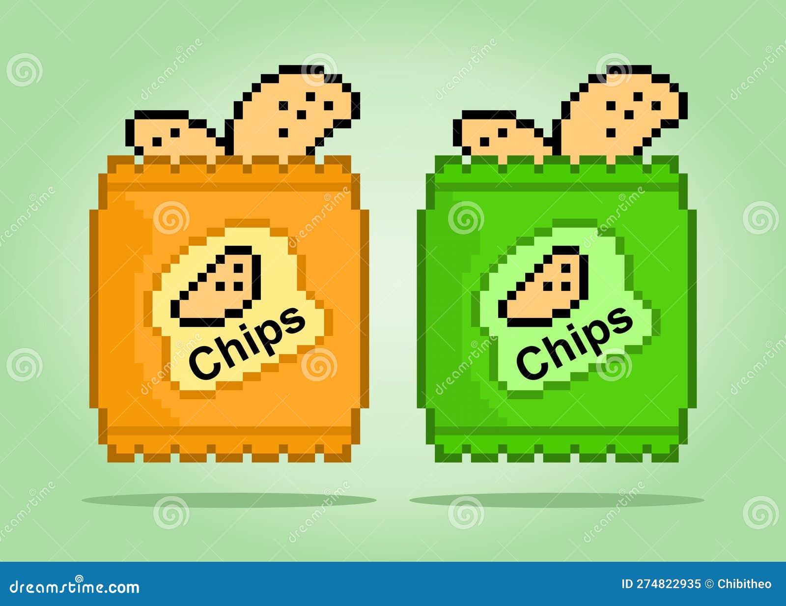 8 -bit Pixel Snacks. Packaging Foods, Chips Potato in Vector Stock ...