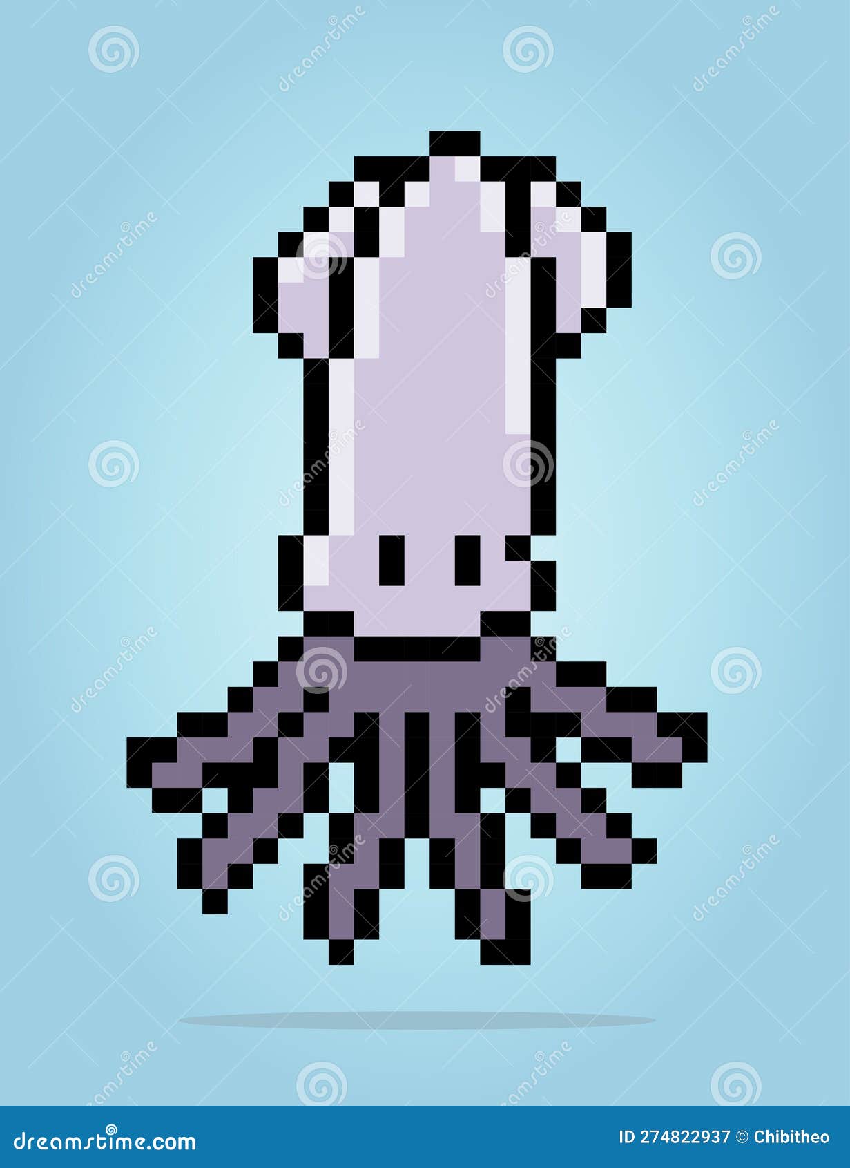 8 Bit Pixel of Squid. Animal Pixel in Vector Stock Vector ...