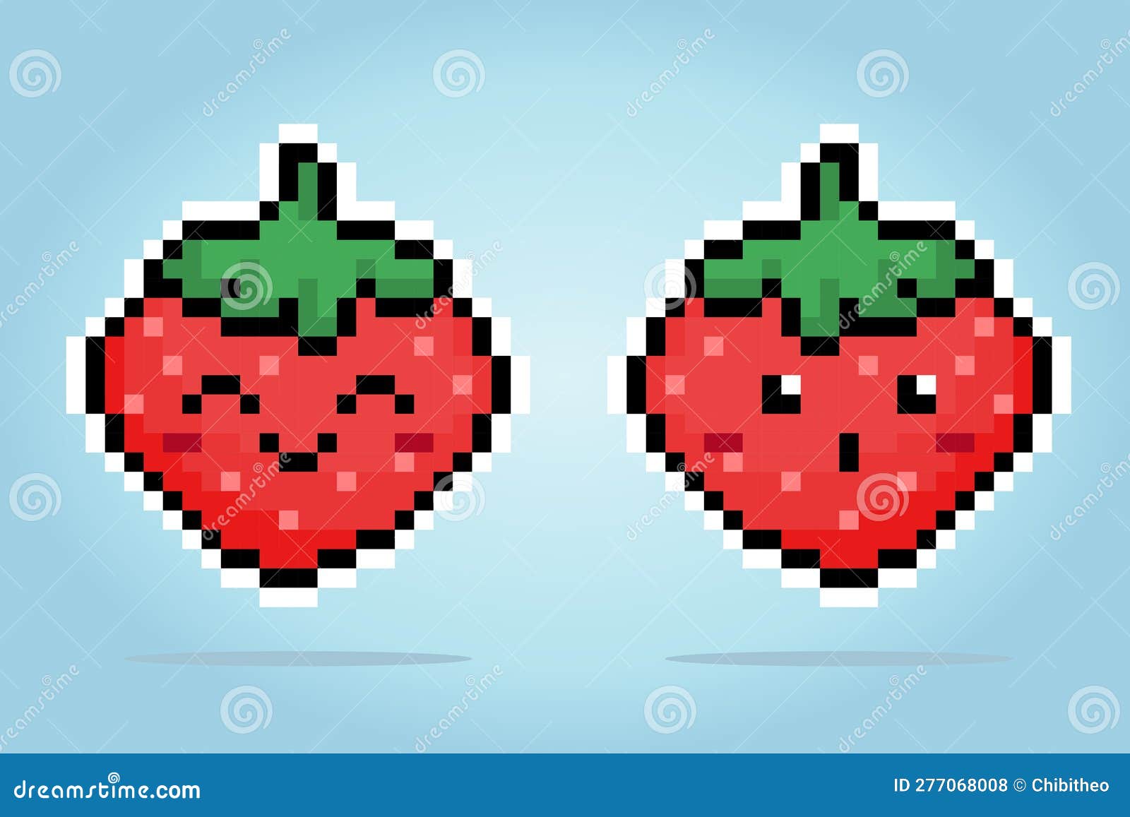 8 Bit Pixel Strawberry Characters. Pixel Fruit in Vector Stock Vector ...