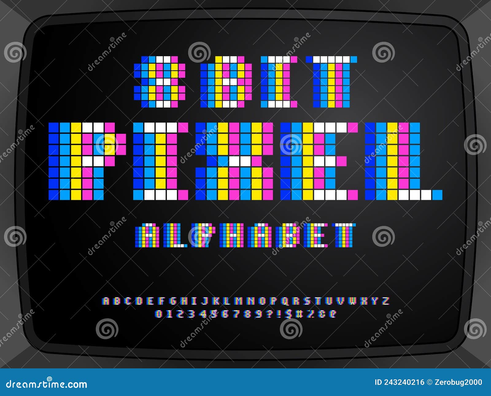 Pixel font stock vector. Illustration of technology - 243240216