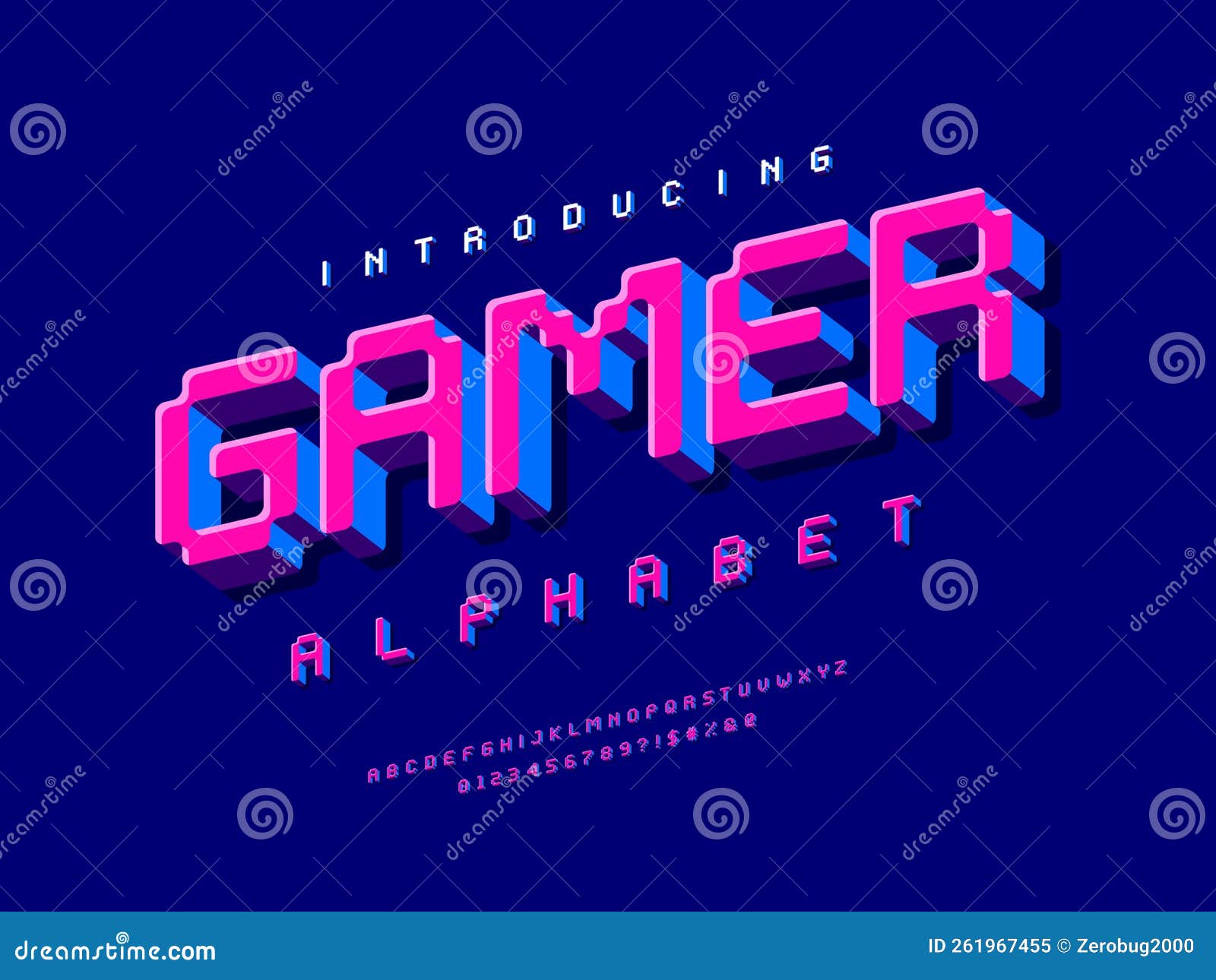 Pixel font stock vector. Illustration of purple, presentation - 261967455