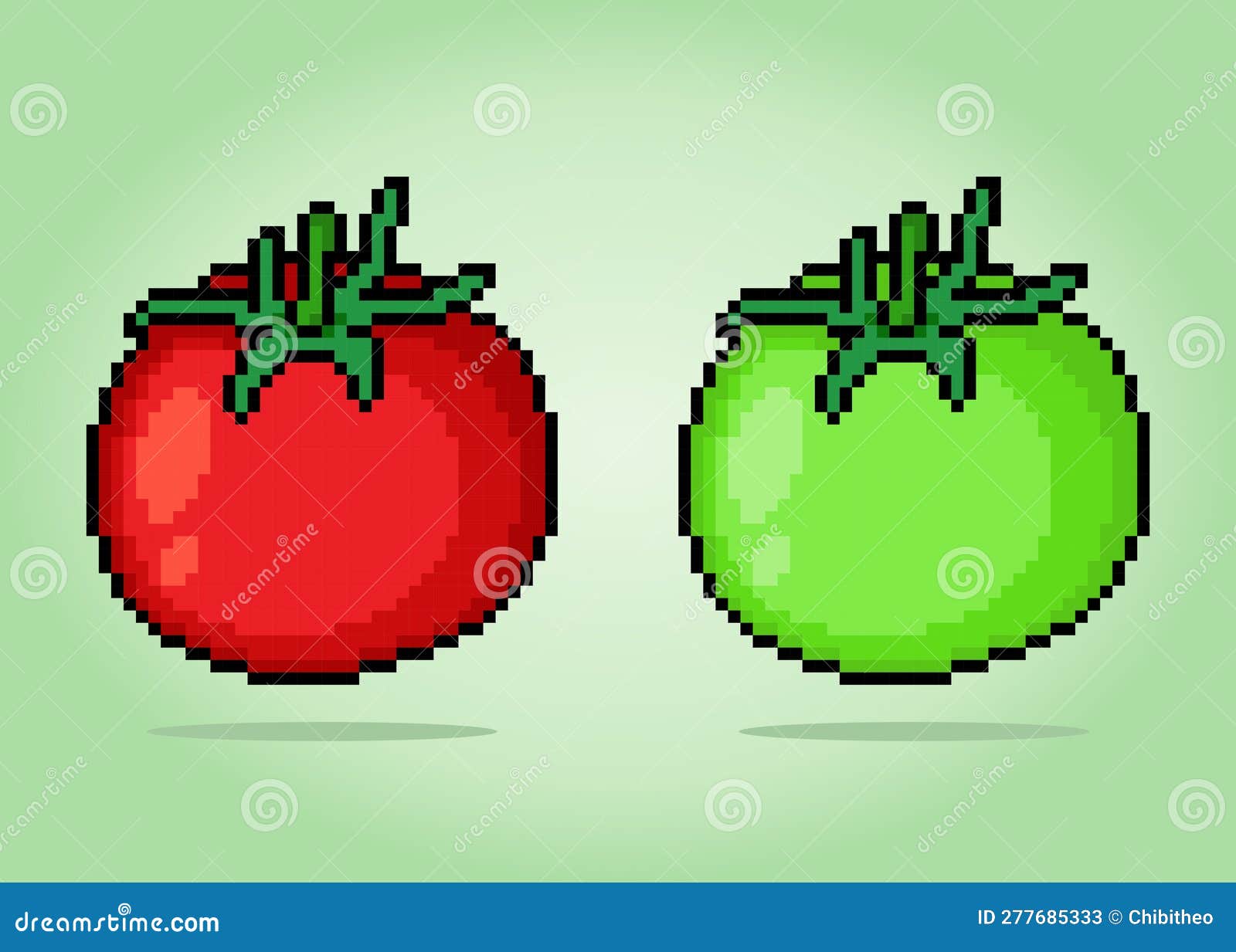 8 Bit Pixels of Tomato with Red and Green Colored Stock Illustration ...