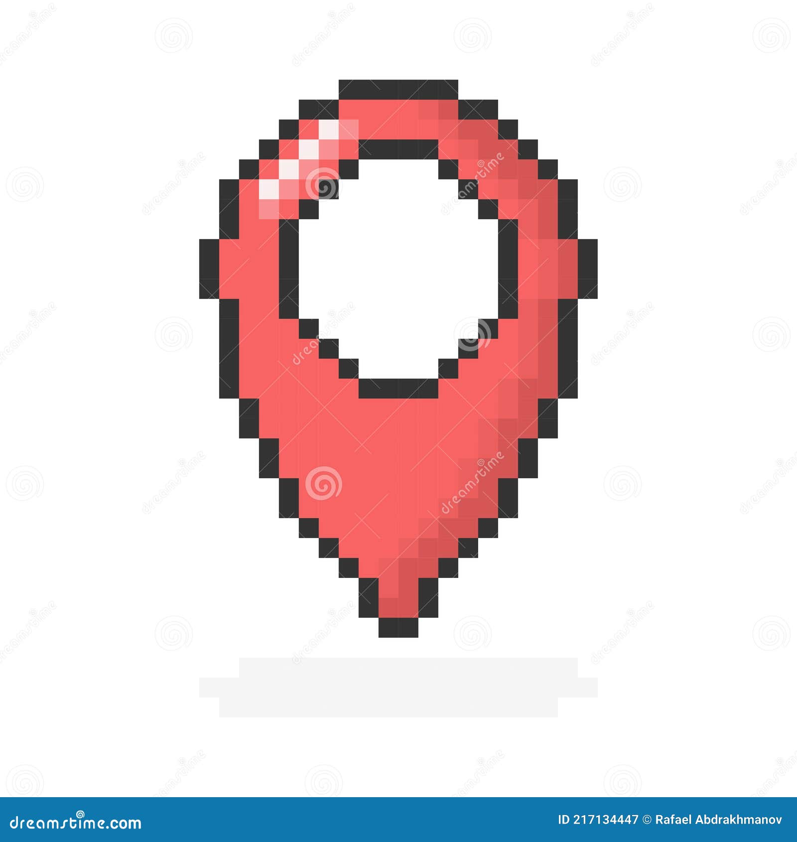8bit Pixel Vector Red Pin Location Gps Icon. Geometric Marker Flat ...