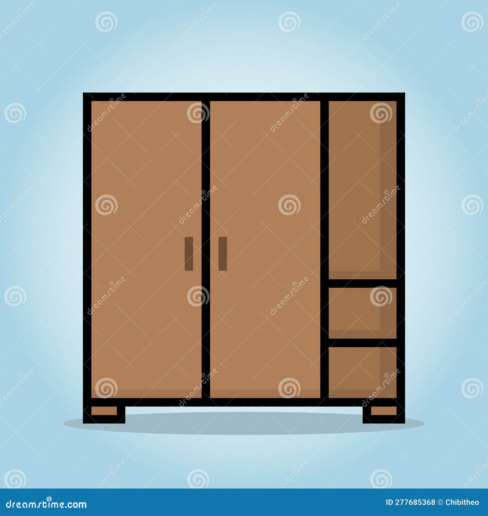 8 Bit Pixels the Wardrobe is Made of Wood Stock Vector - Illustration ...
