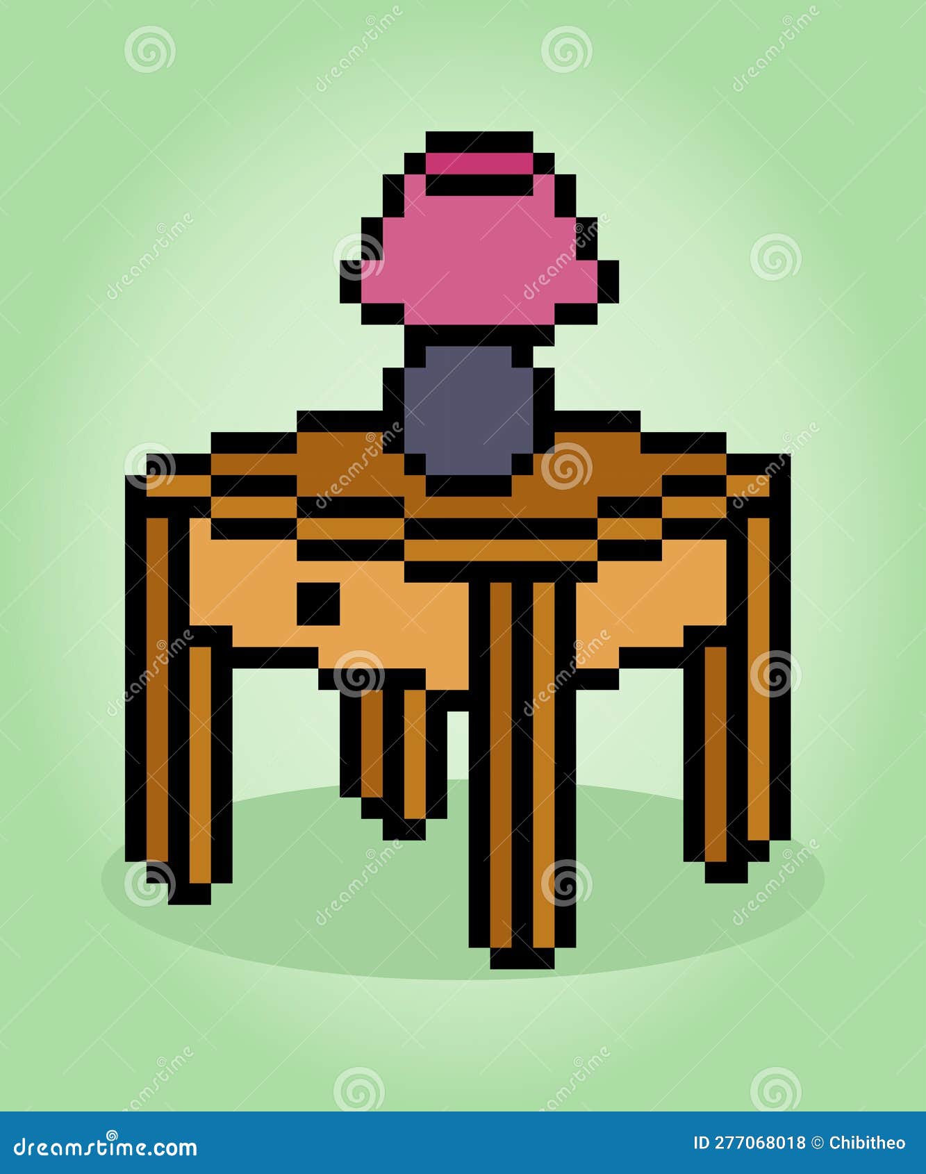 8 Bit Pixel Wooden Desk In Vectorisolated Lamp | CartoonDealer.com ...