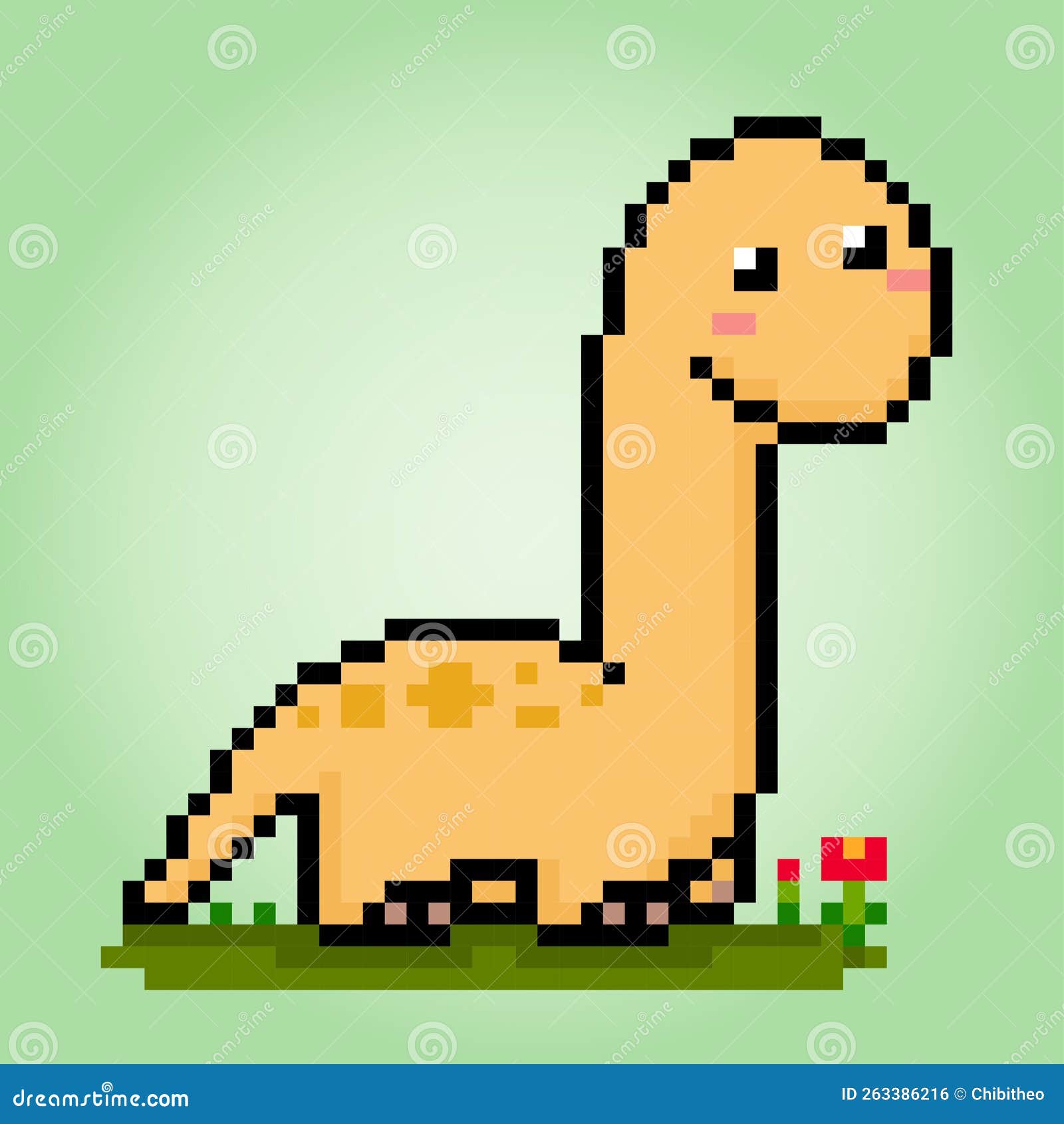8 Bit Pixels Dinosaur Brontosaurus. Animals in Vector Stock Vector ...