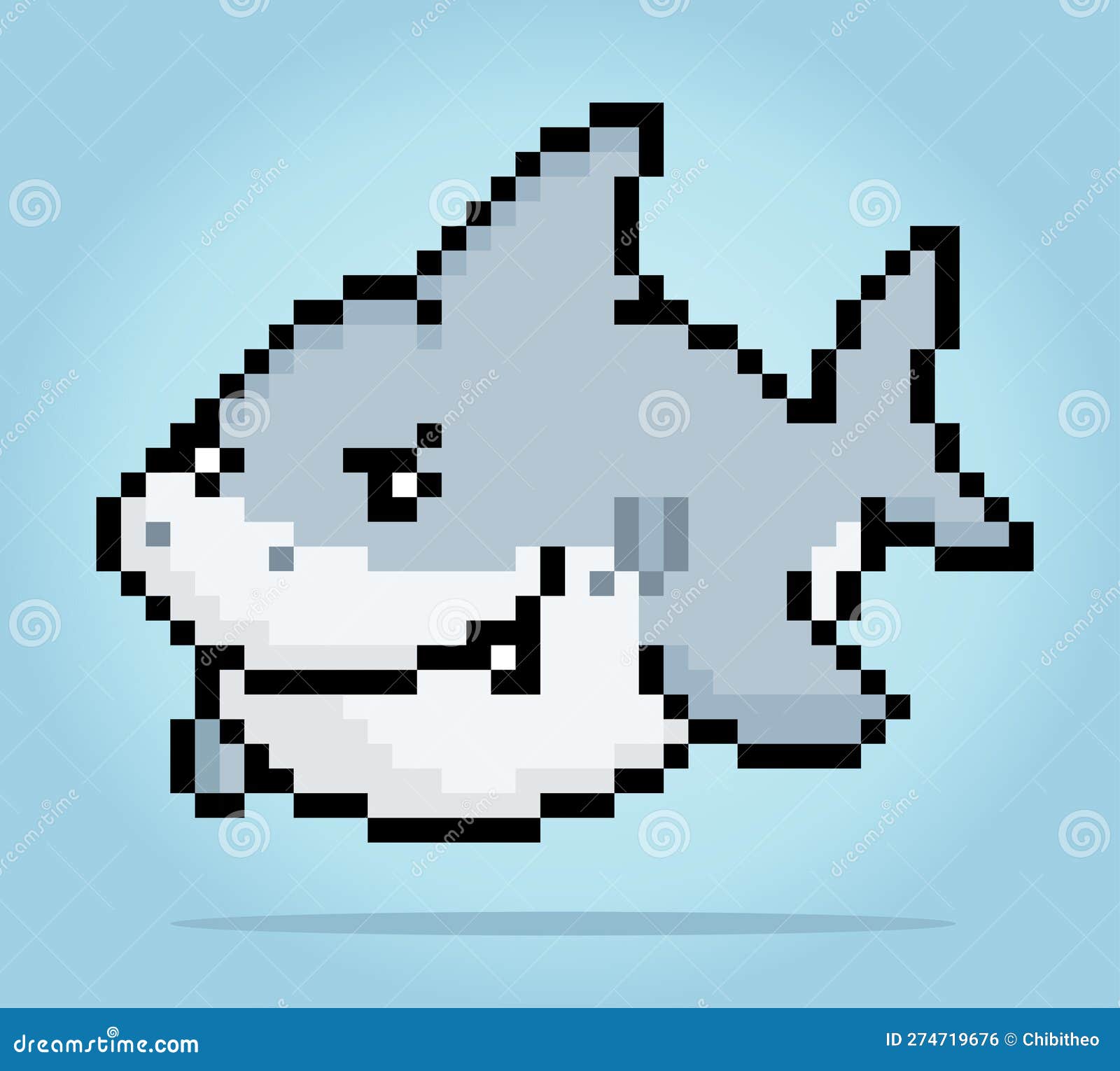 8 Bit Pixels of Shark. Animal in Vector Stock Vector - Illustration of ...