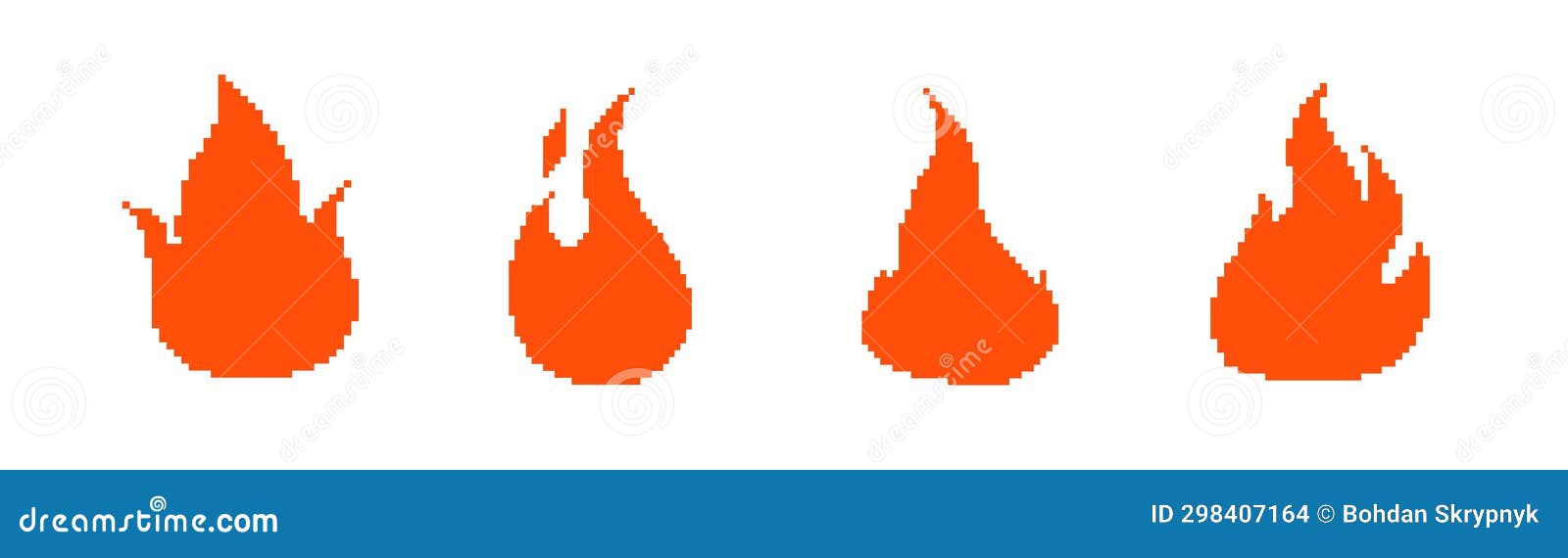 8bit Retro Game Fire Icon Flames . Pixel Flame Fire Stock Vector ...