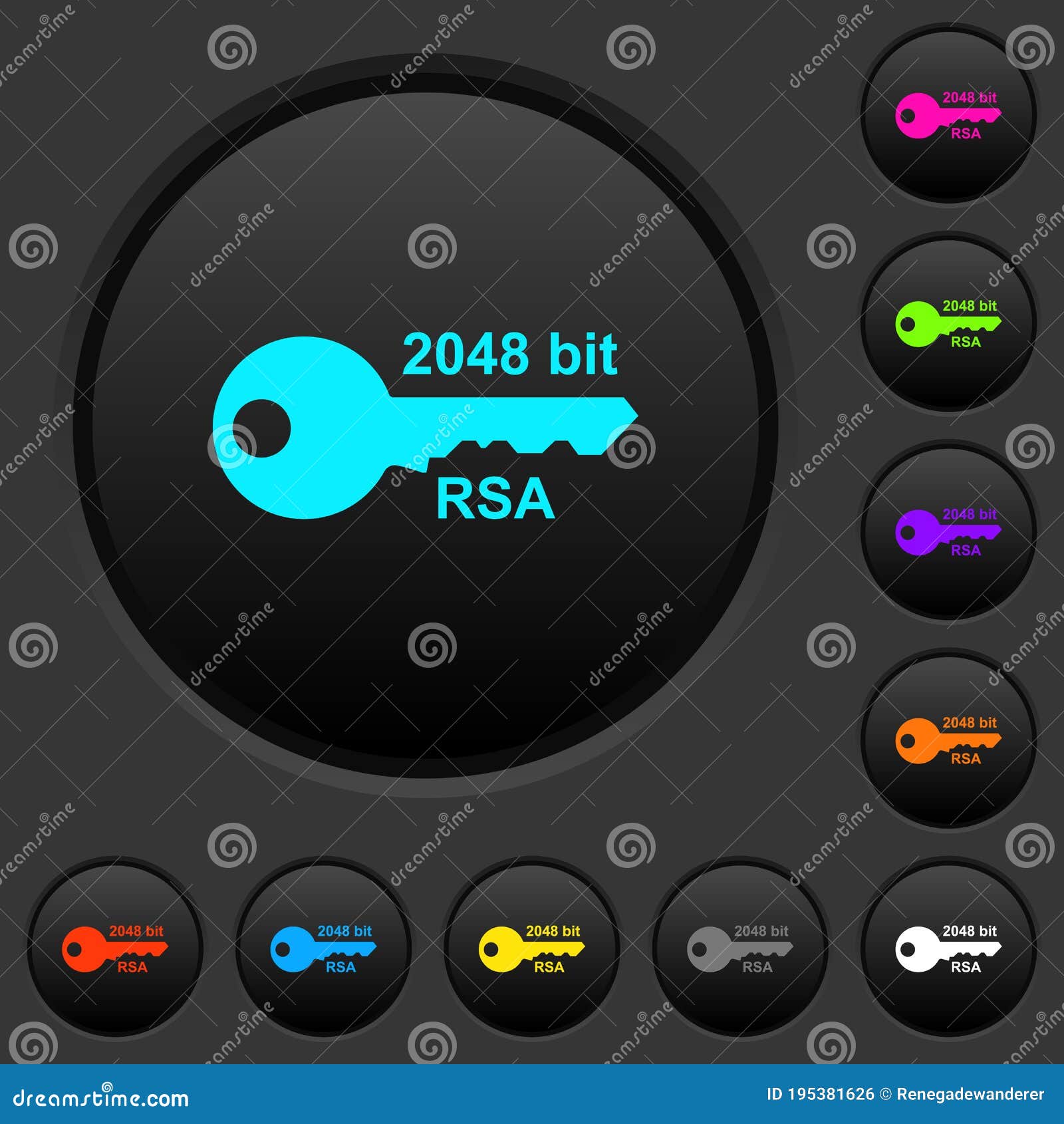 2048 Bit Rsa Encryption White Icons On Edged Square Buttons Stock Image ...
