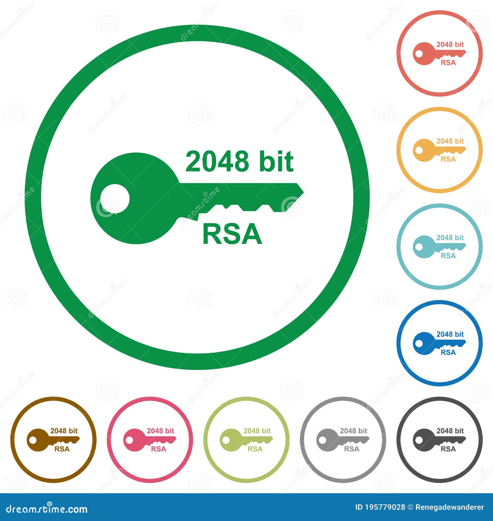 2048 Bit Rsa Encryption Flat Icons On Color Rounded Square Backgrounds ...