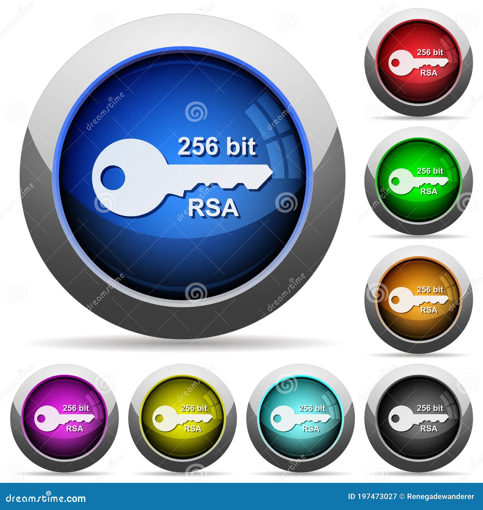 256 Bit Rsa Encryption Round Glossy Buttons Stock Vector - Illustration ...